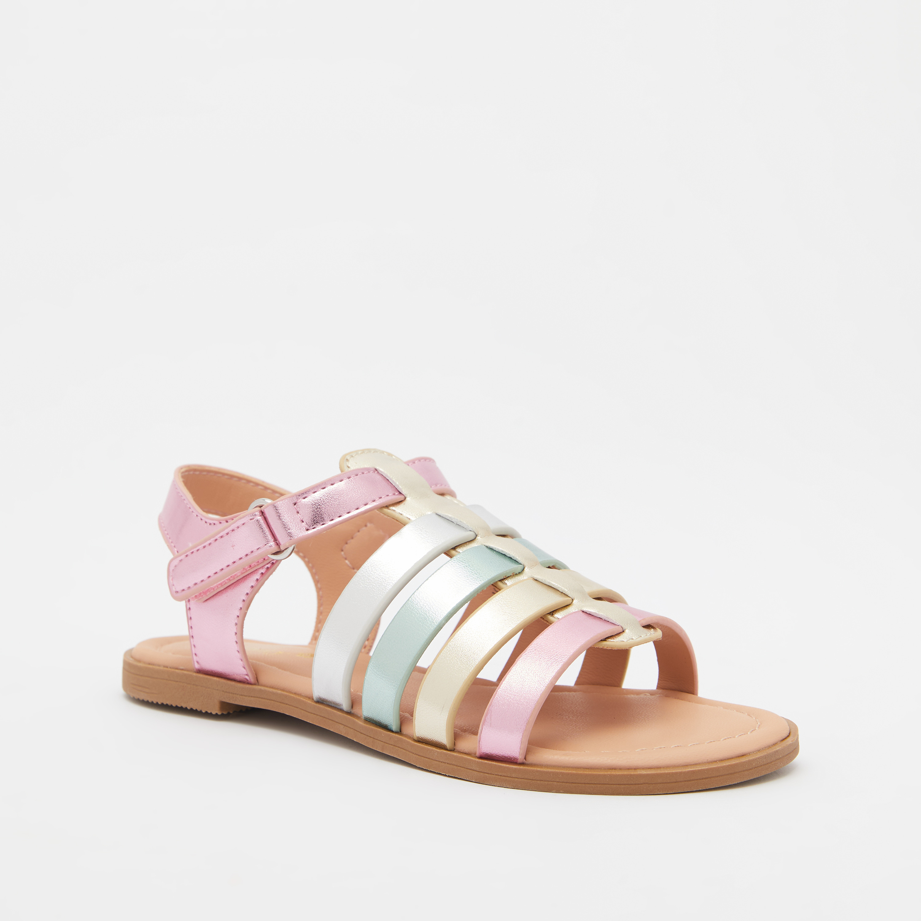 Little Missy Strappy Flat Sandals with Hook and Loop Closure Online ...