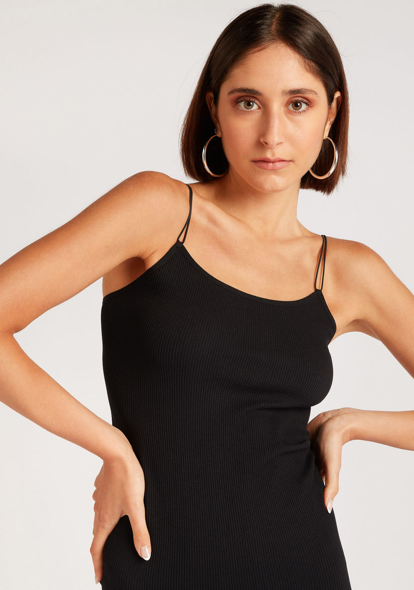 Buy Textured Midi Bodycon Dress With Spaghetti Straps Splash Ksa