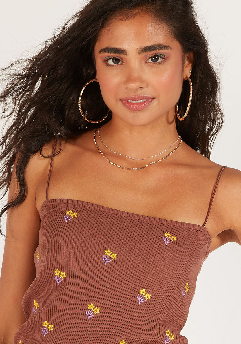 Buy Embroidered Mini Bodycon Dress With Spaghetti Straps Splash Bahrain