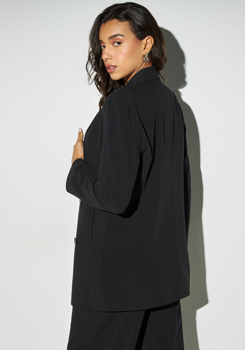 Buy Solid Notch Lapel Blazer With Pockets Splash Uae