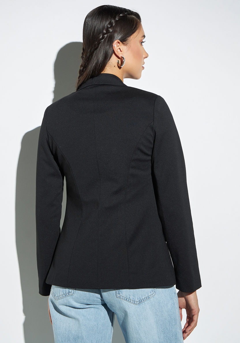 Buy Womens Solid Blazer With Notch Lapel And Pockets Online