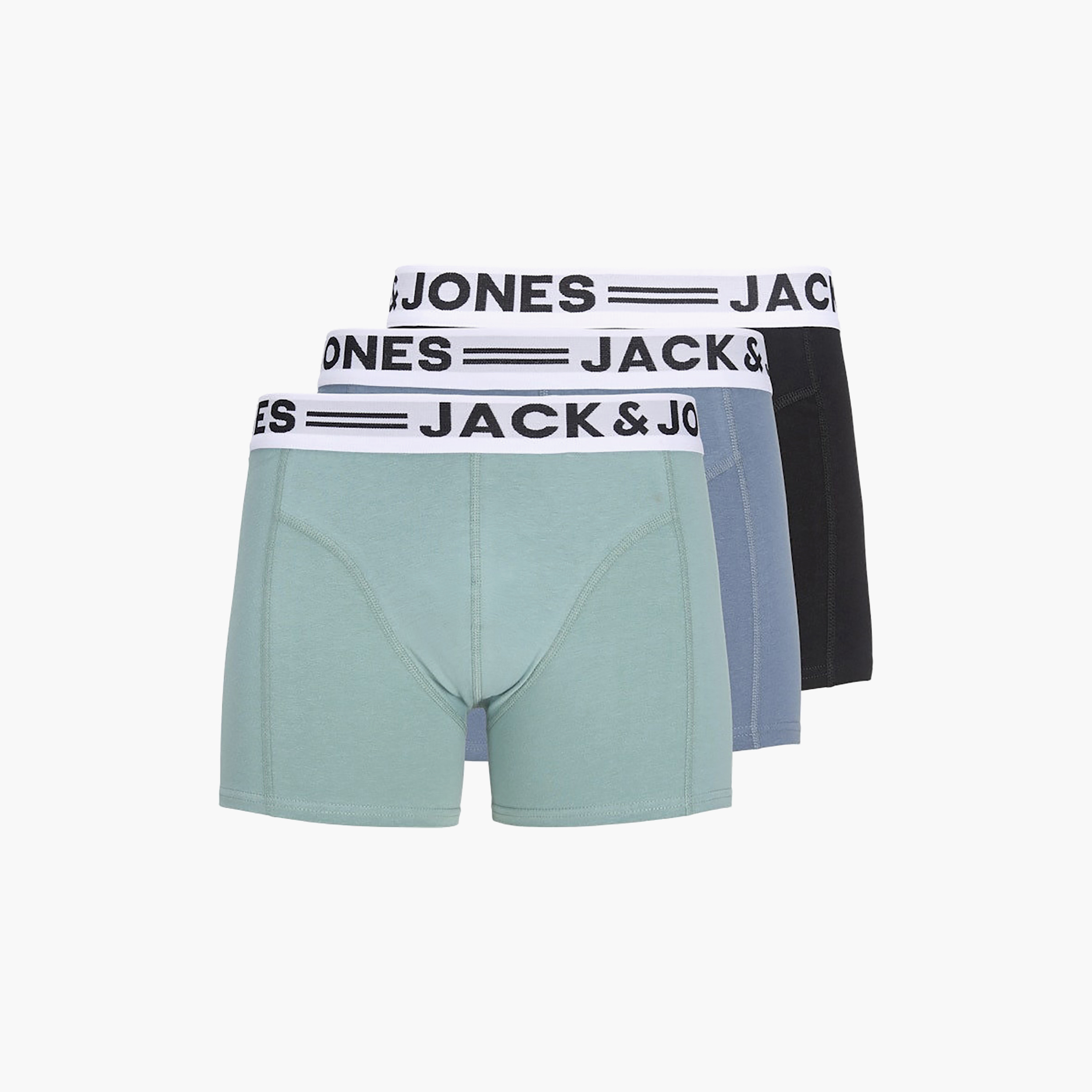 Shop Jack & Jones Plain Sense Trunks with Brand Print Waistband Online ...