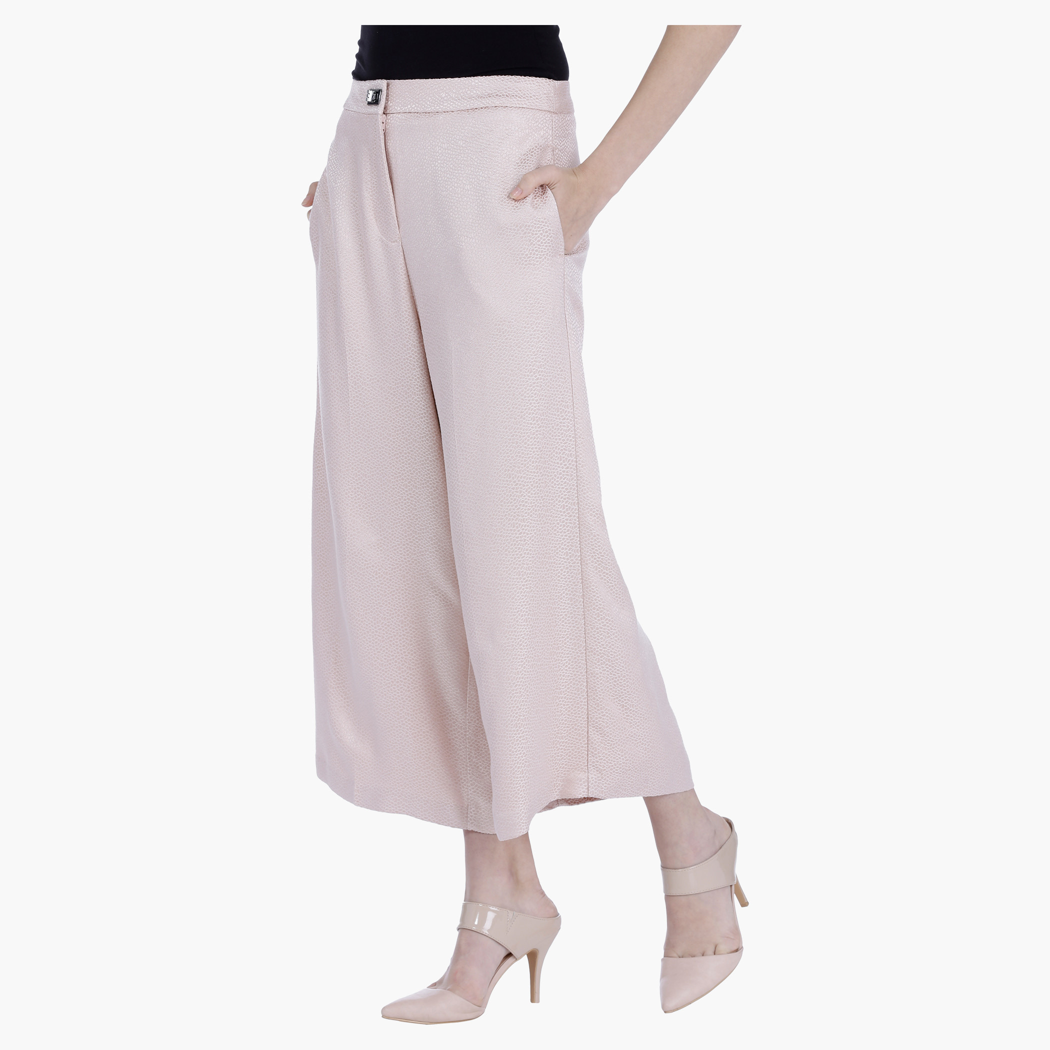 Buy Elle Textured Culottes with Twist Button Closure Online ...
