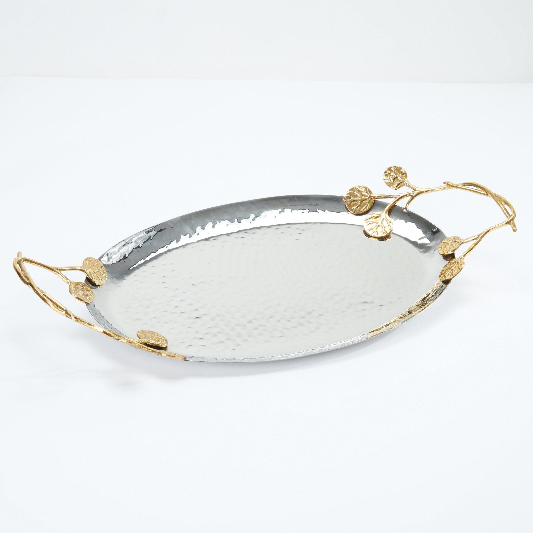 Buy Decorative Oval Tray with Leaf Handles Online | Centrepoint UAE