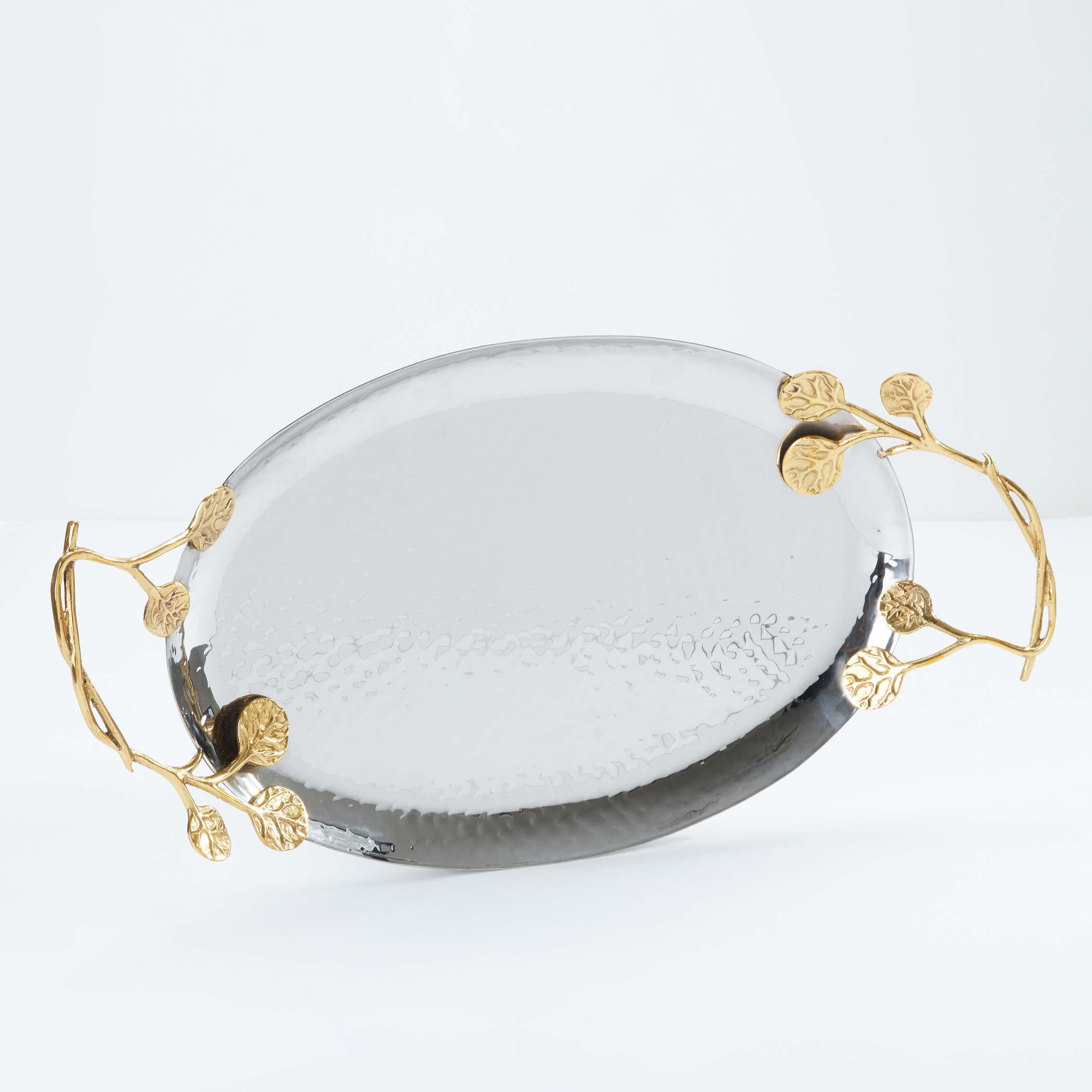 Buy Decorative Oval Tray with Leaf Handles Online | Centrepoint UAE