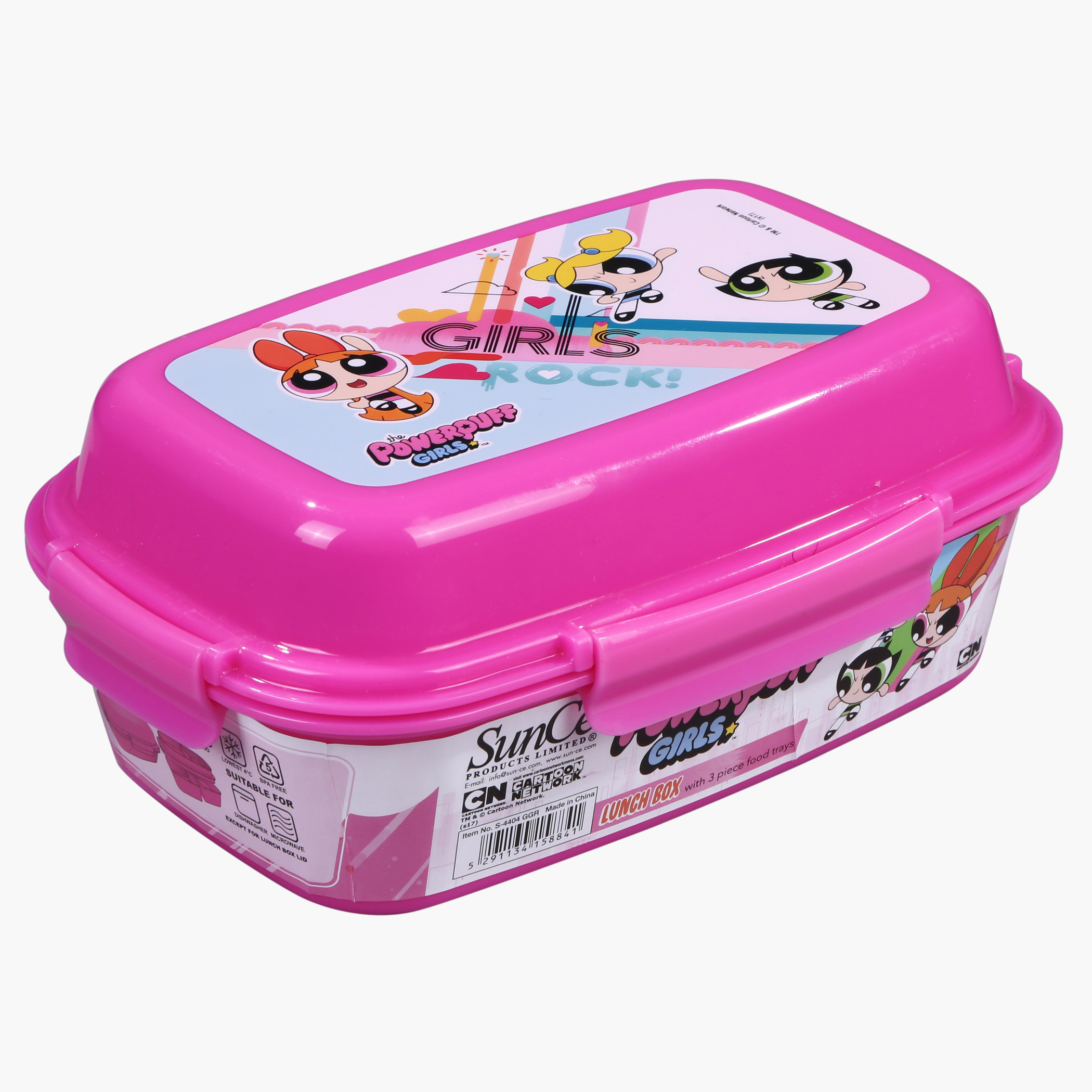 Shop Powerpuff Girls Printed Lunch Box with 4-Clip Closures and 3 Trays ...