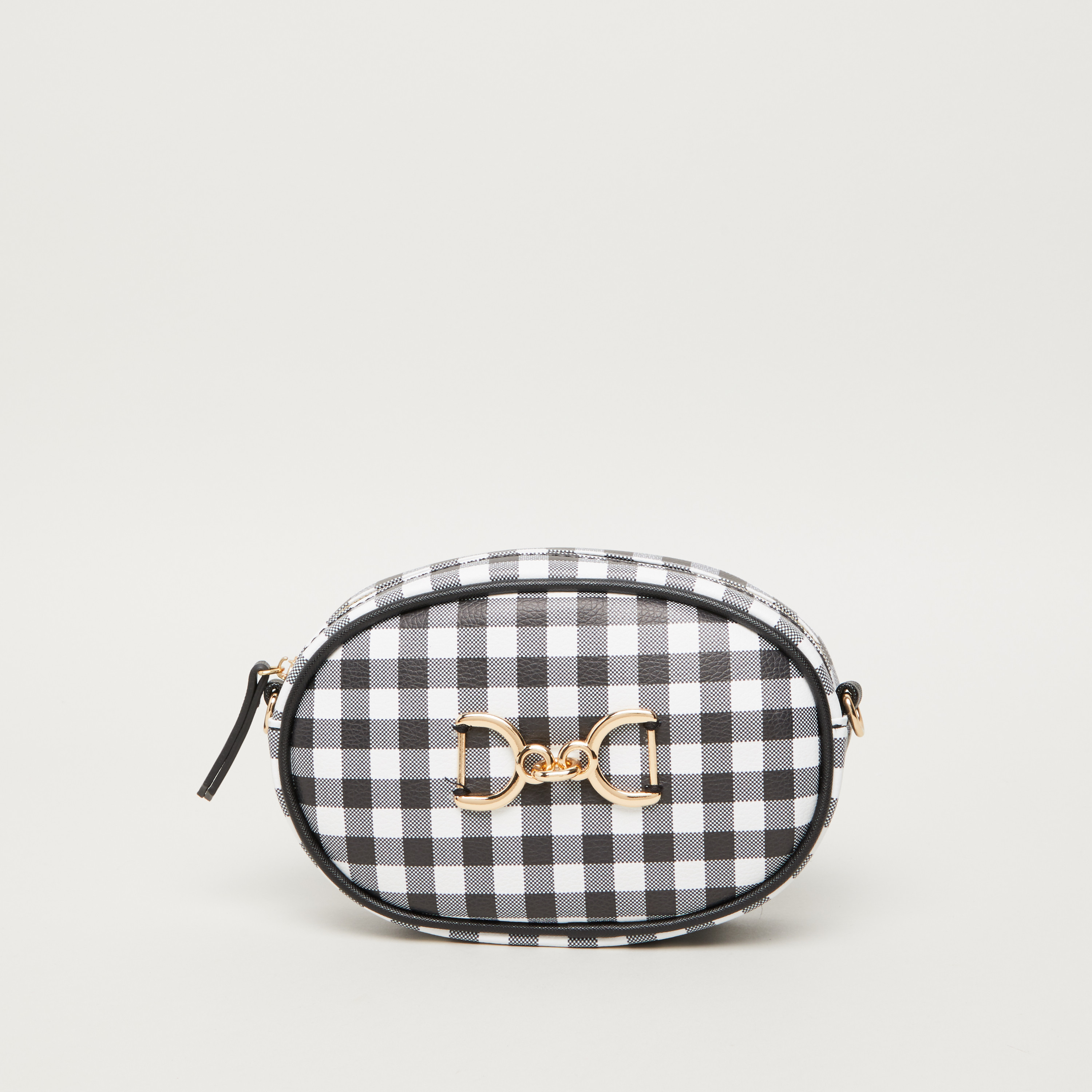Buy Bessie London Checked Belt Bag with Handcuff Shaped Metal Accent ...