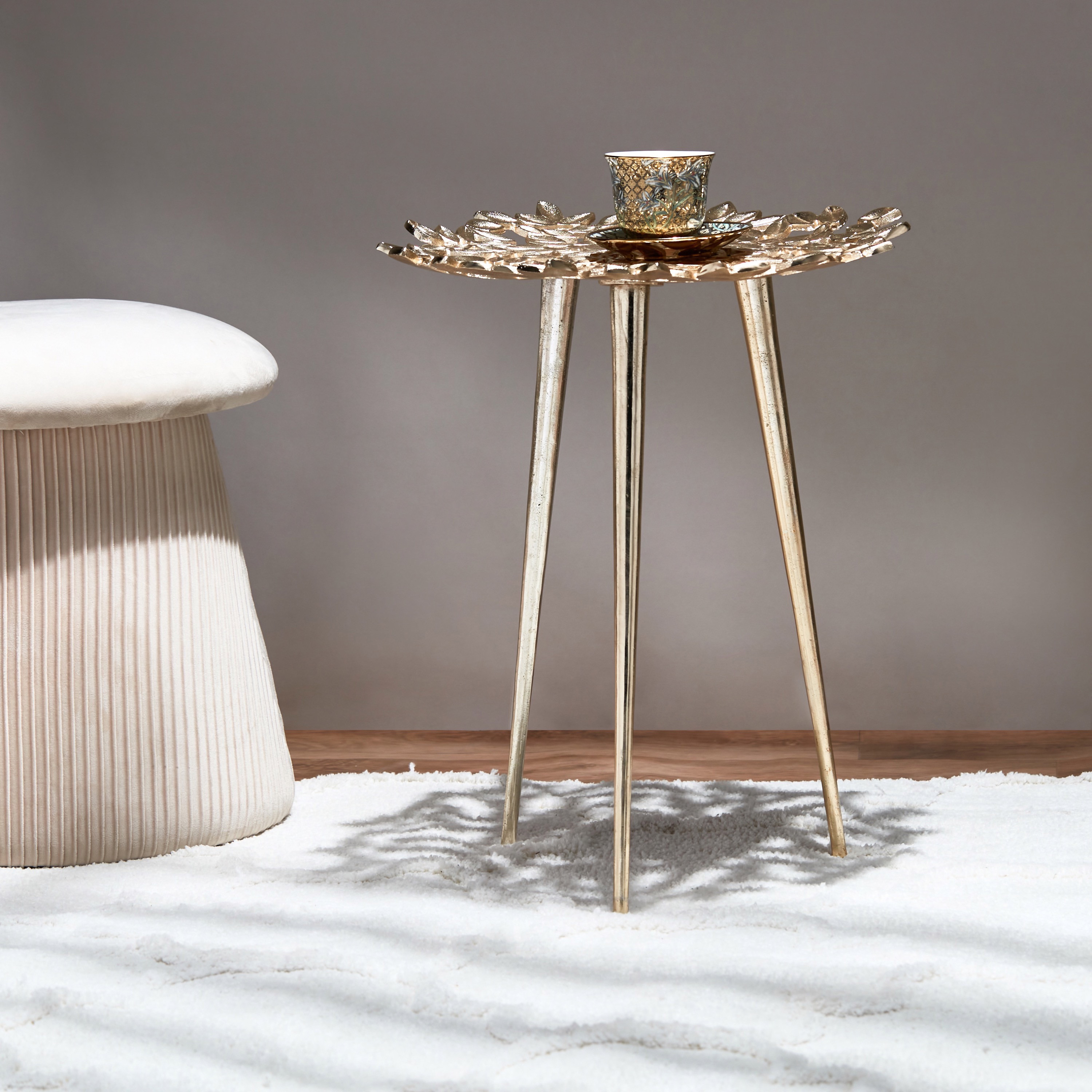 Shop Metallic Toned Table with Leaf Texture Online | Centrepoint Kuwait
