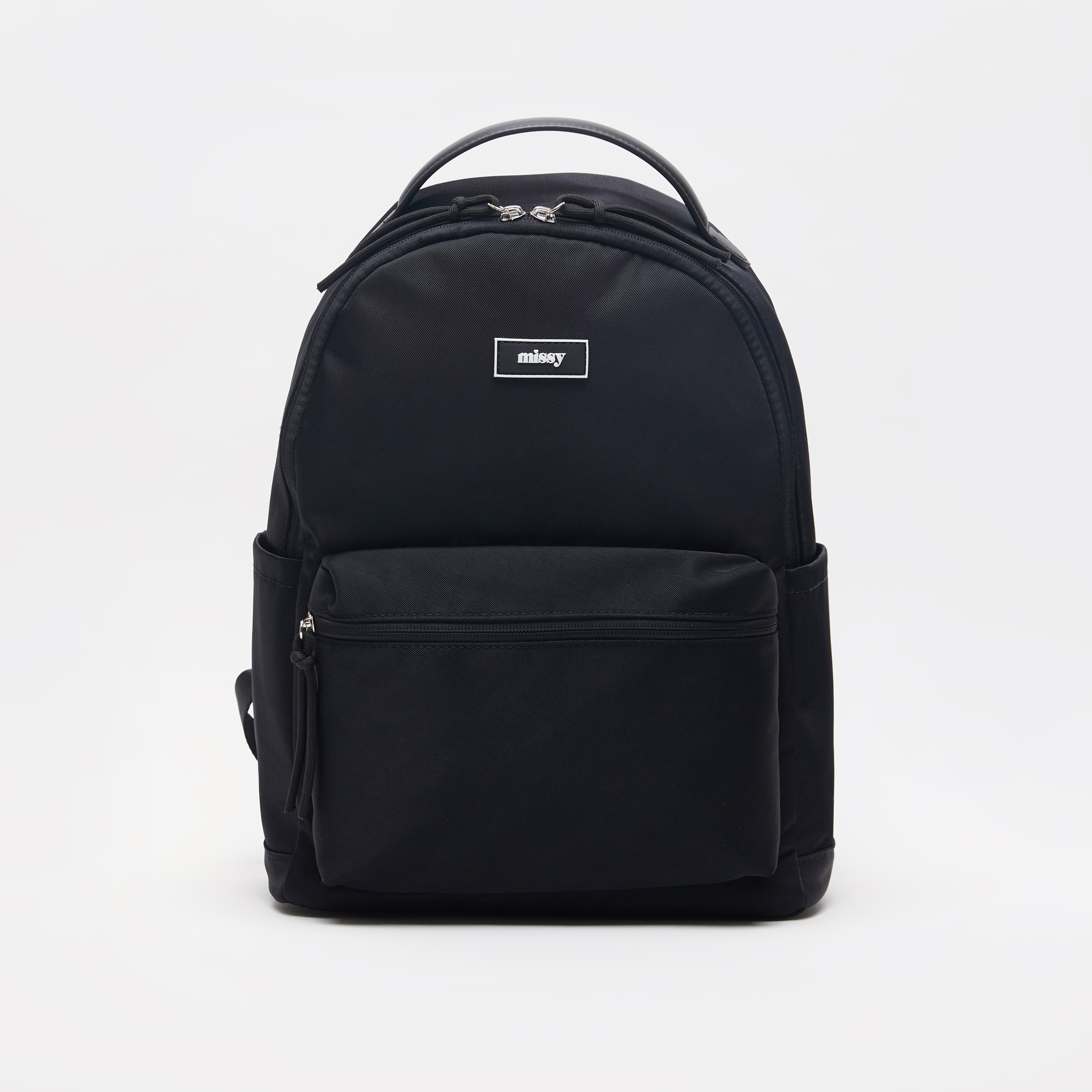 Buy Missy Solid Zipper Backpack with Adjustable Shoulder Straps Online ...