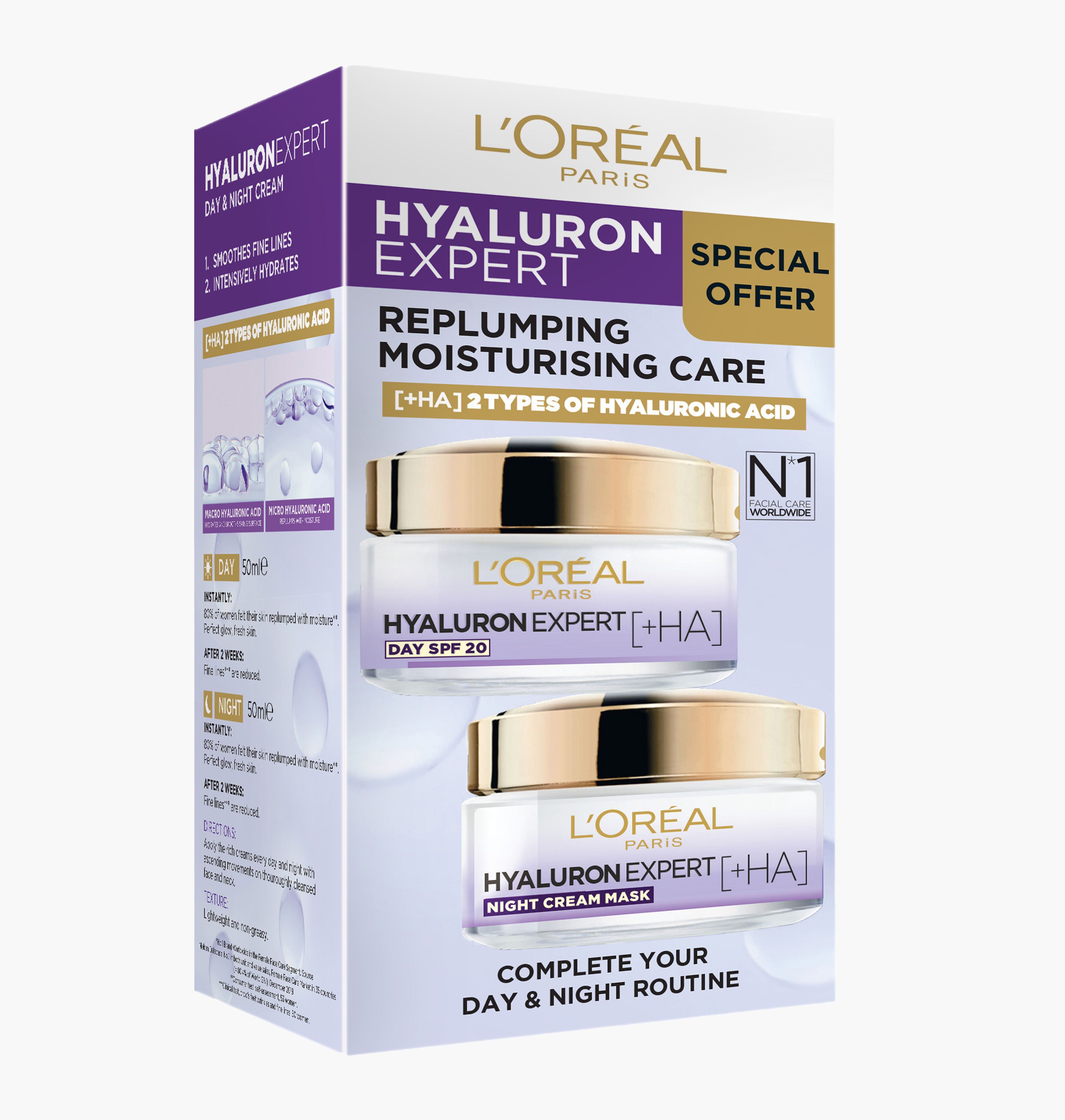 Shop L'Oreal Paris Hyaluron Expert 2-Piece Day and Night Moisturiser ...