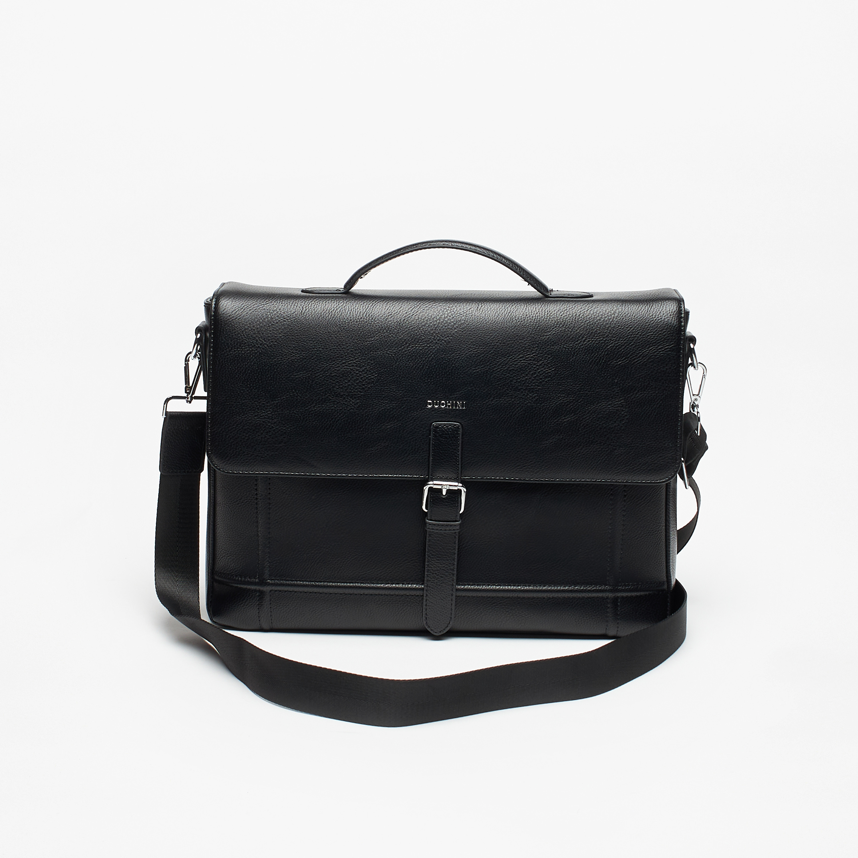 Shop Duchini Buckle Accented Portfolio Bag with Flap Closure Online ...