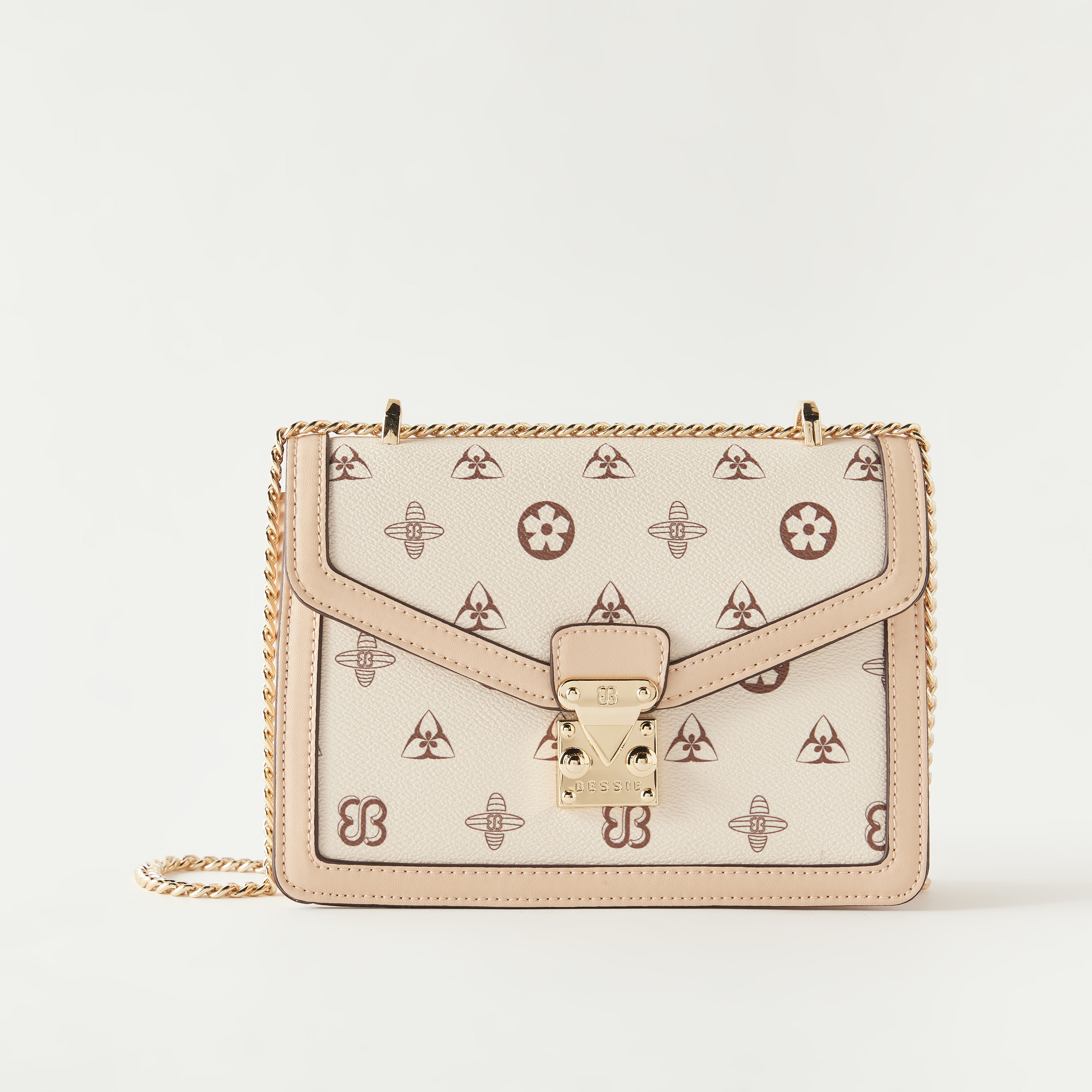 Buy Bessie London All Over Logo Print Crossbody Bag Online ...