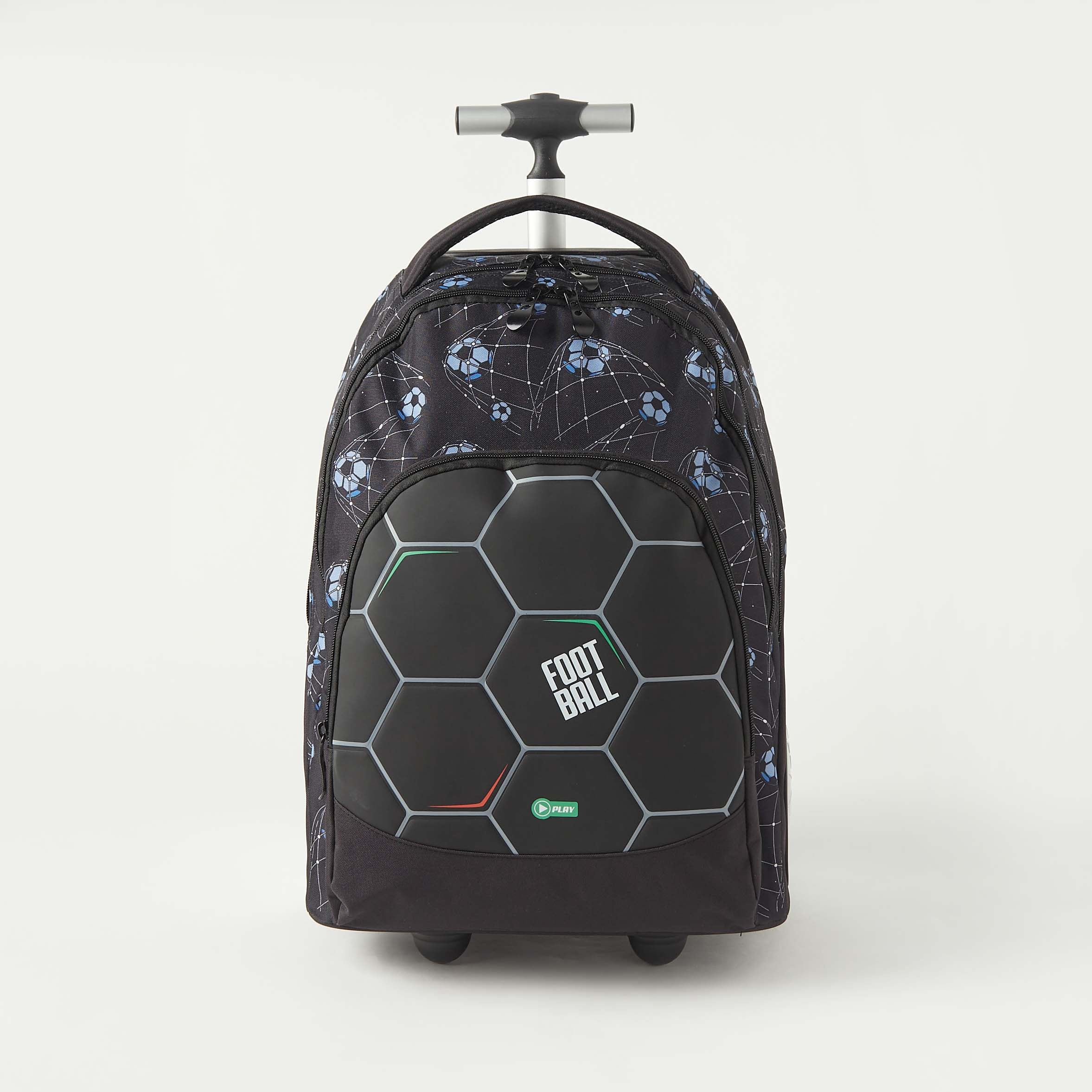 Buy Juniors Football Graphic Print Trolley Backpack with Big Wheels ...