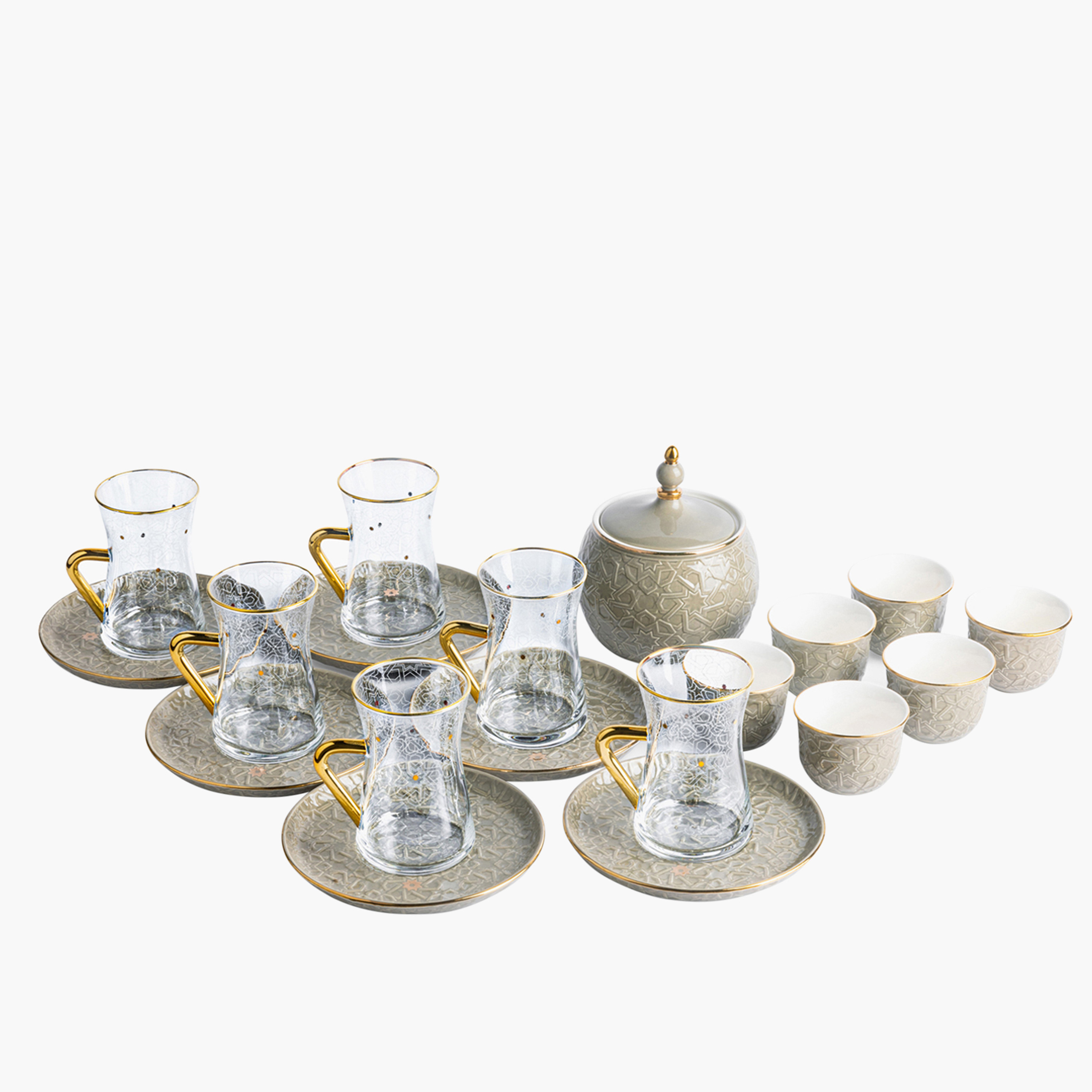 Shop Otantik Crown Textured 19-Piece Porcelain Tea and Coffee Set ...