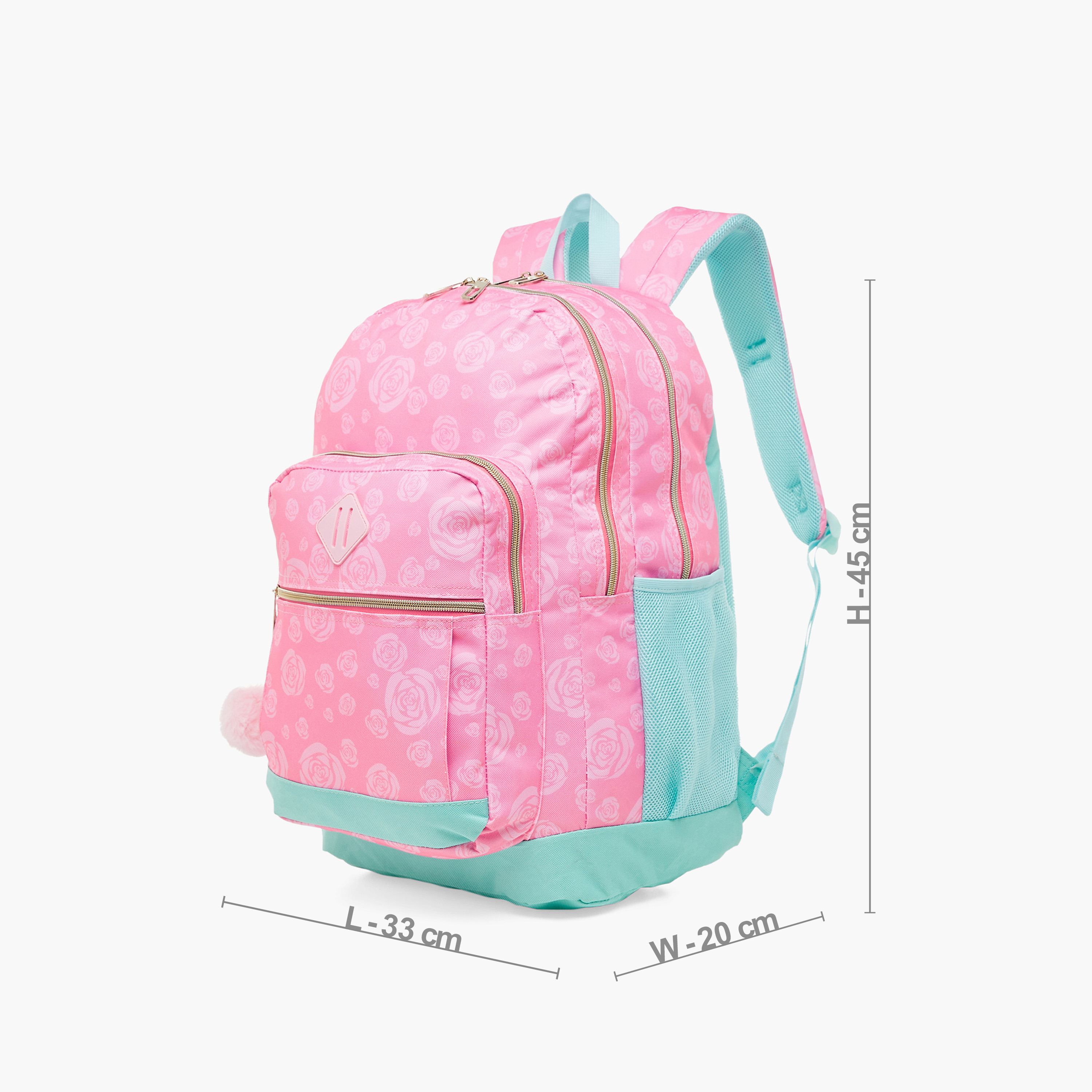 Buy Juniors Floral Print Trolley Backpack with Zip Closure and Wheels ...