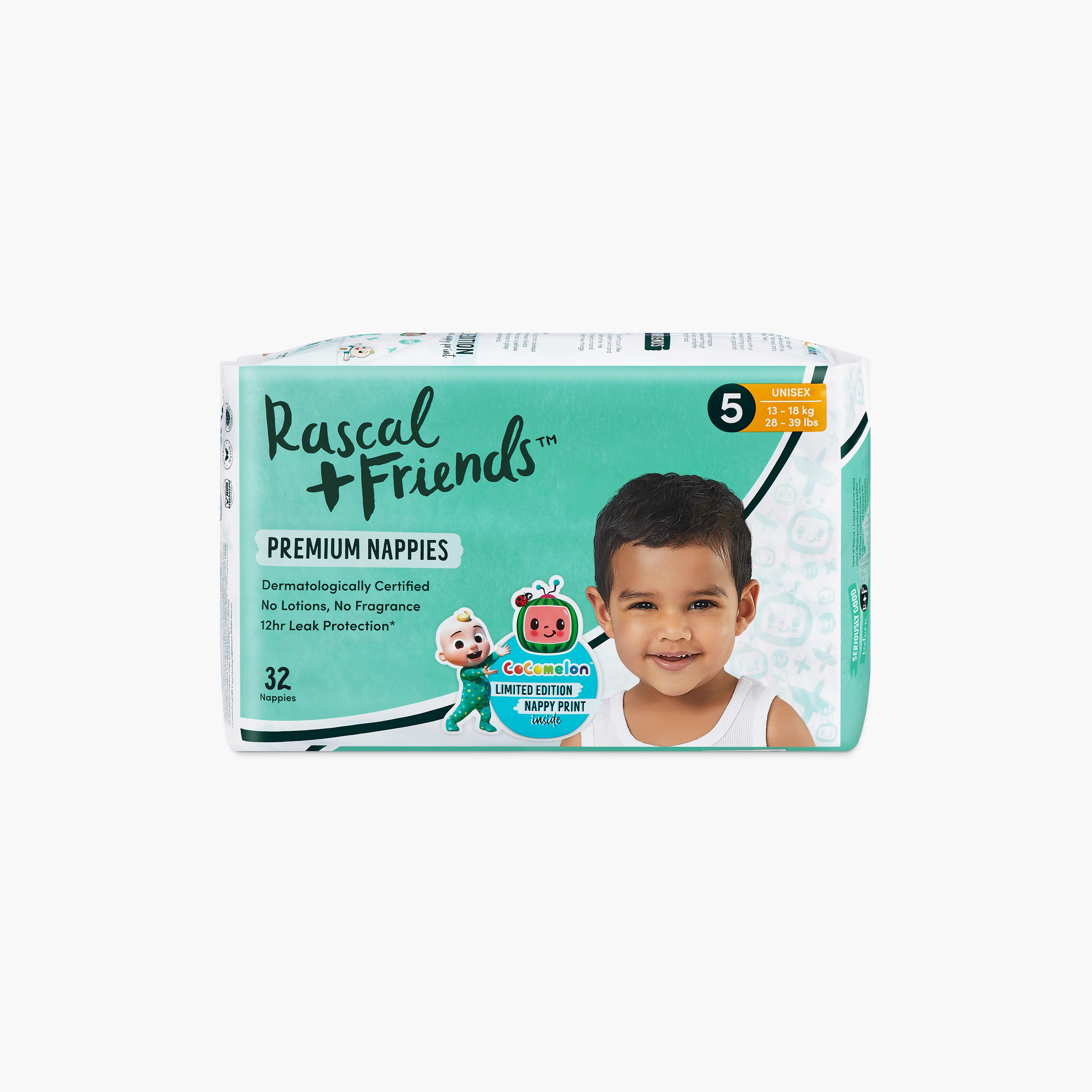 Buy Rascal + Friends Cocomelon Edition Size 5, 32-Nappies Pack - 13 ...
