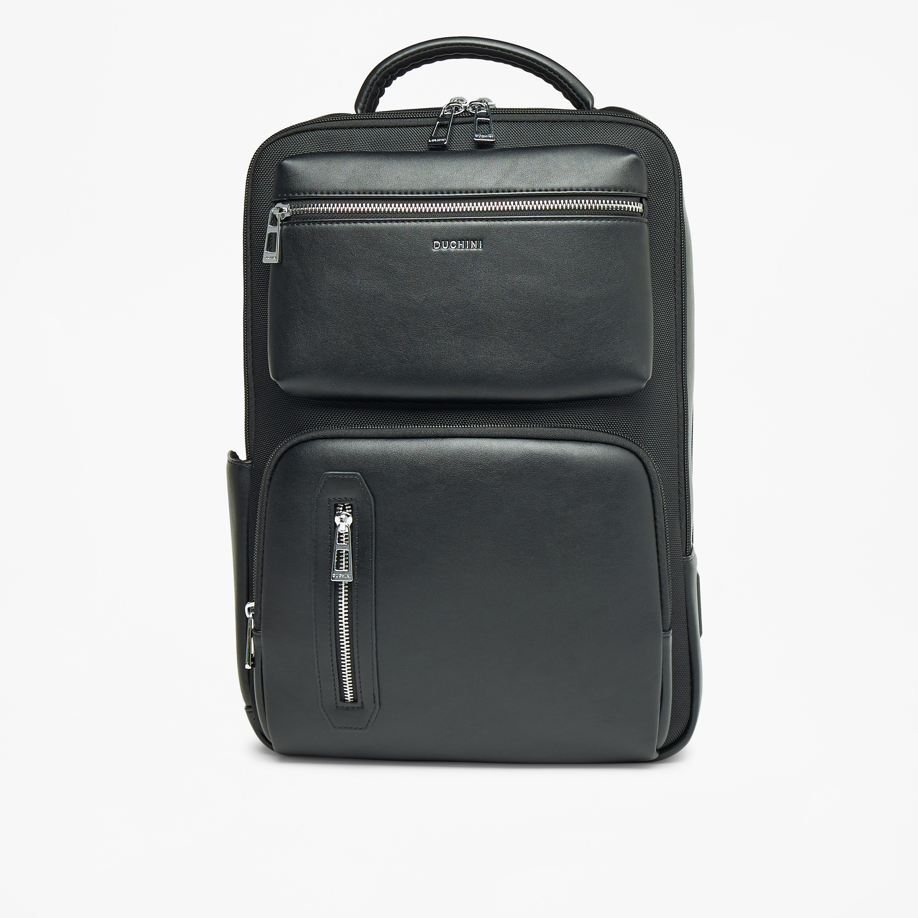 Shop Duchini Solid Backpack with Adjustable Shoulder Straps and Zip ...