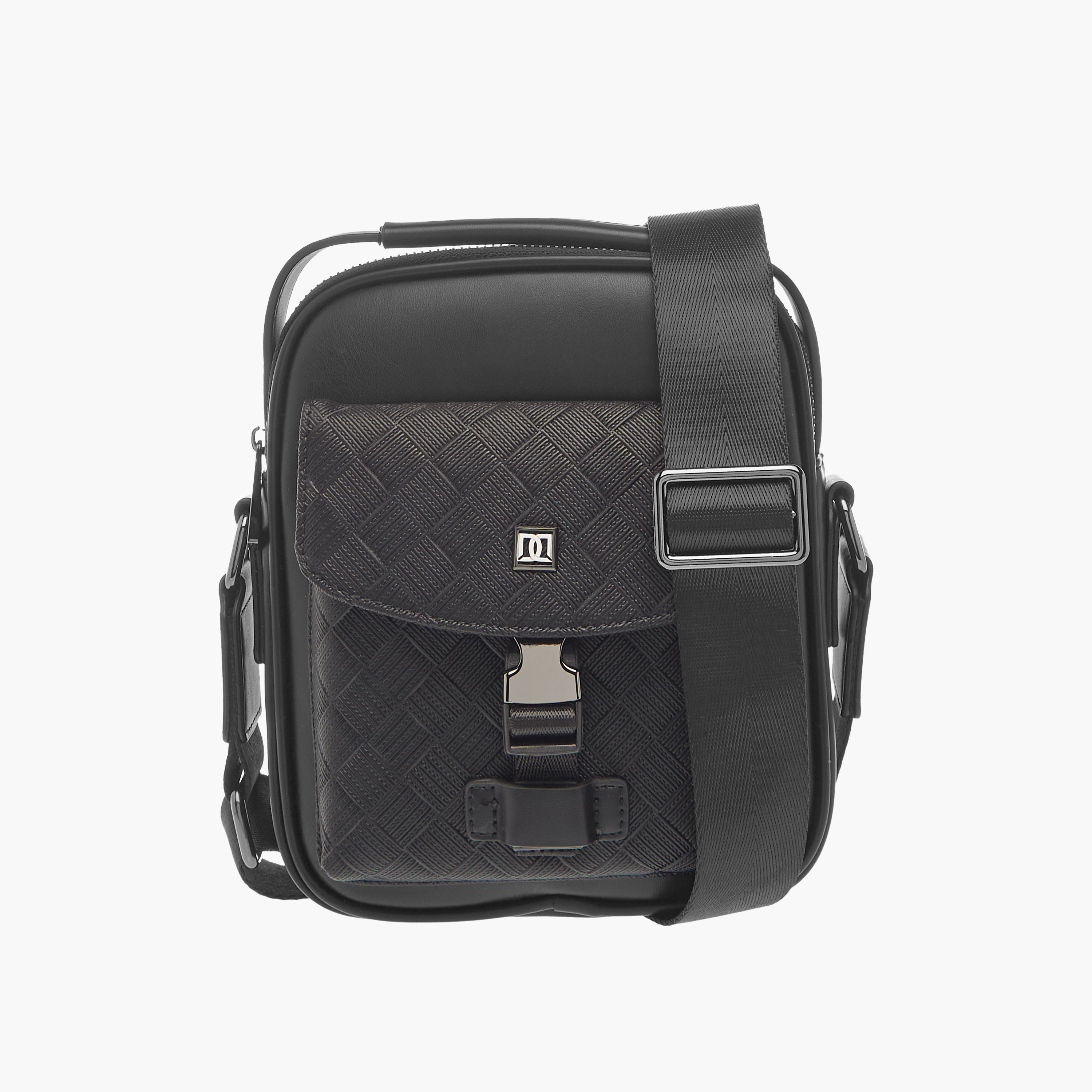 Shop Duchini Textured Crossbody Bag with Detachable Strap and Zip ...
