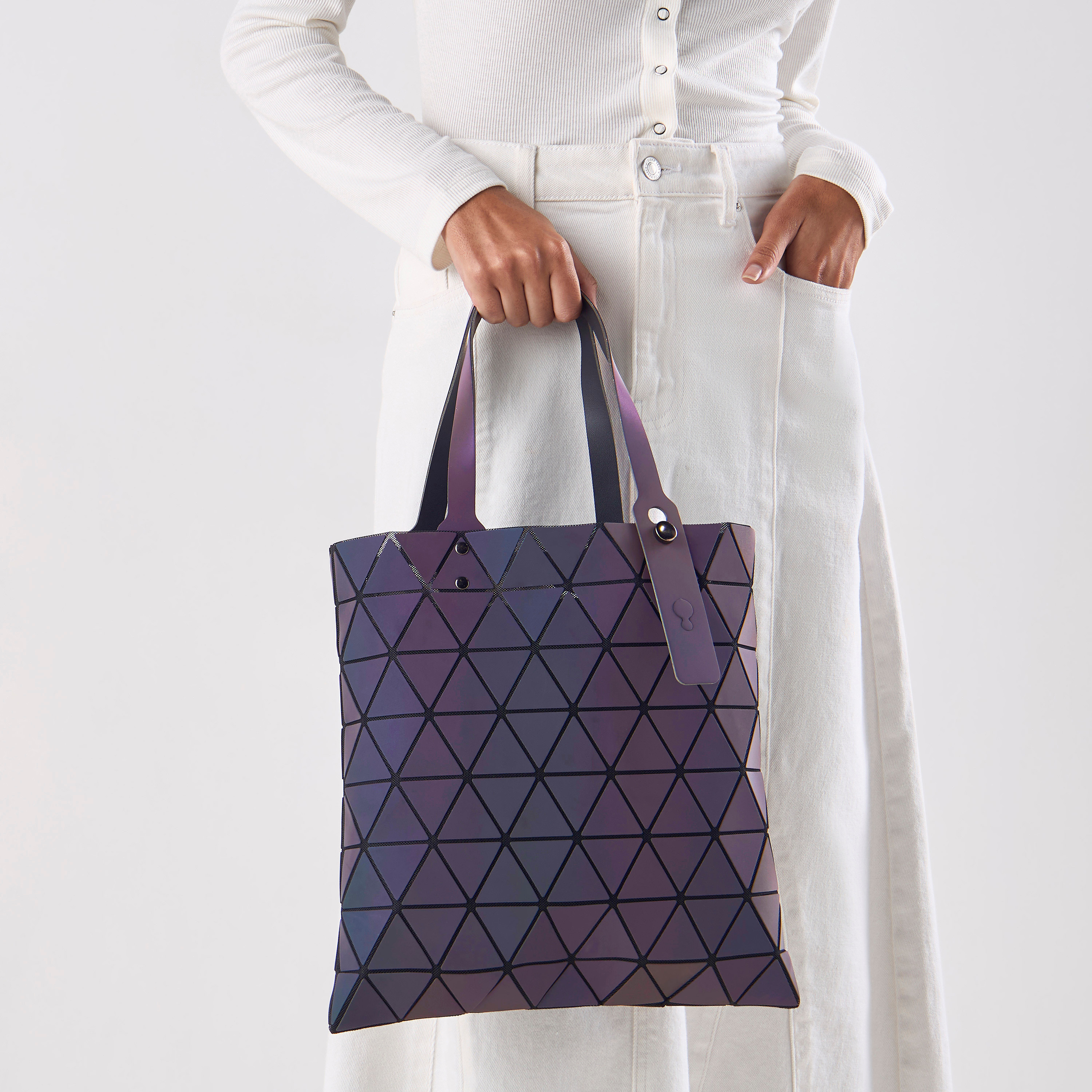 Shop Mistotes Geometric Embossed Tote Bag with Handles and Zip Closure ...
