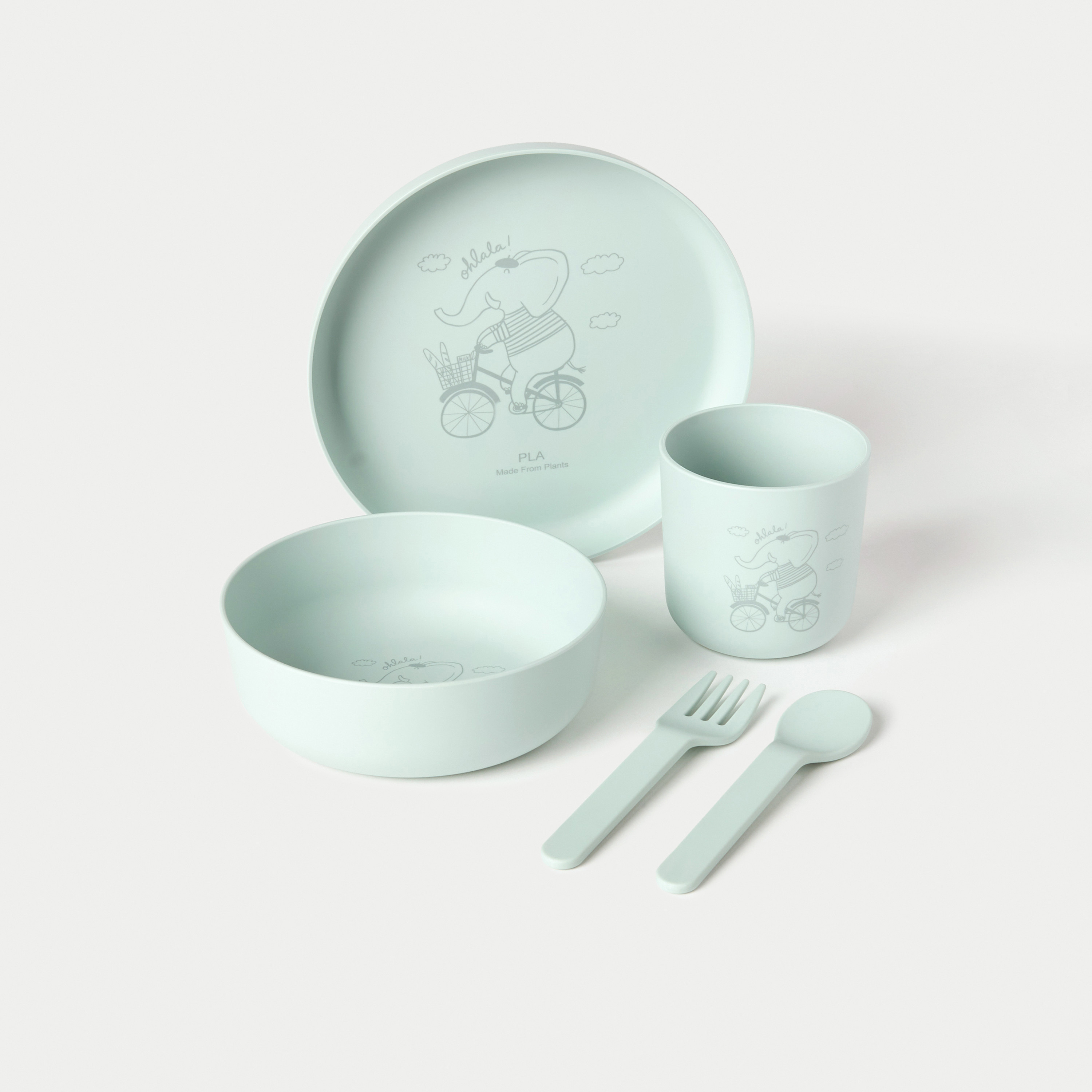 Buy Giggles 5-Piece Elephant Print Dinner Set Online | Babyshop UAE