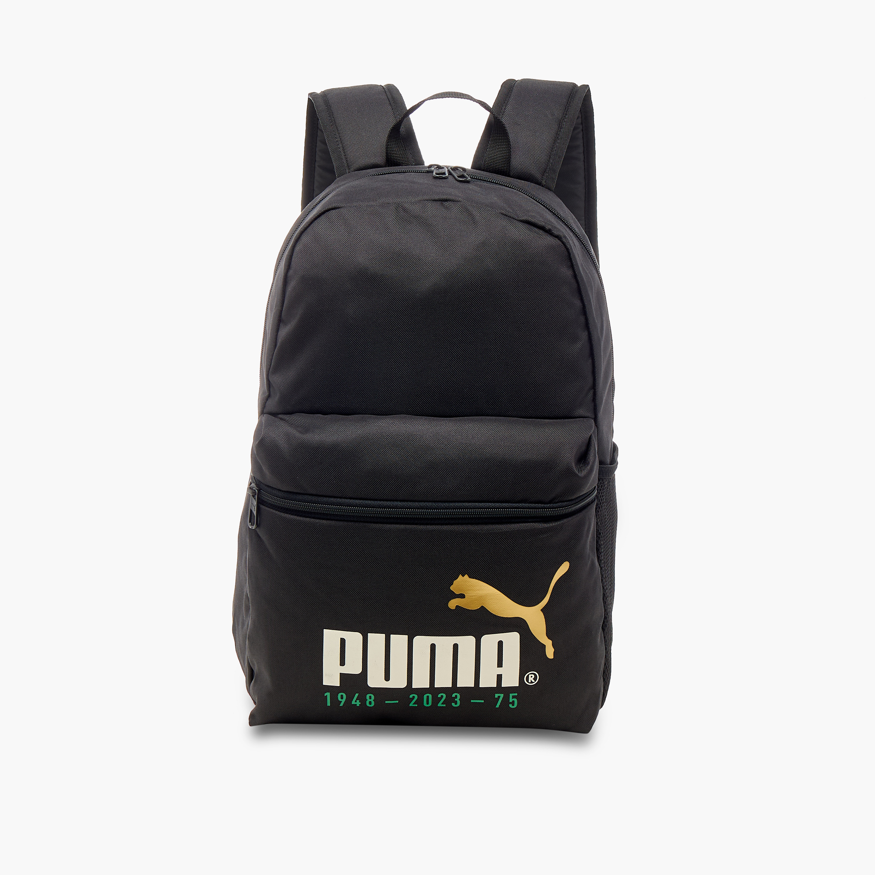Buy PUMA Logo Print Backpack with Adjustable Shoulder Straps and Top ...