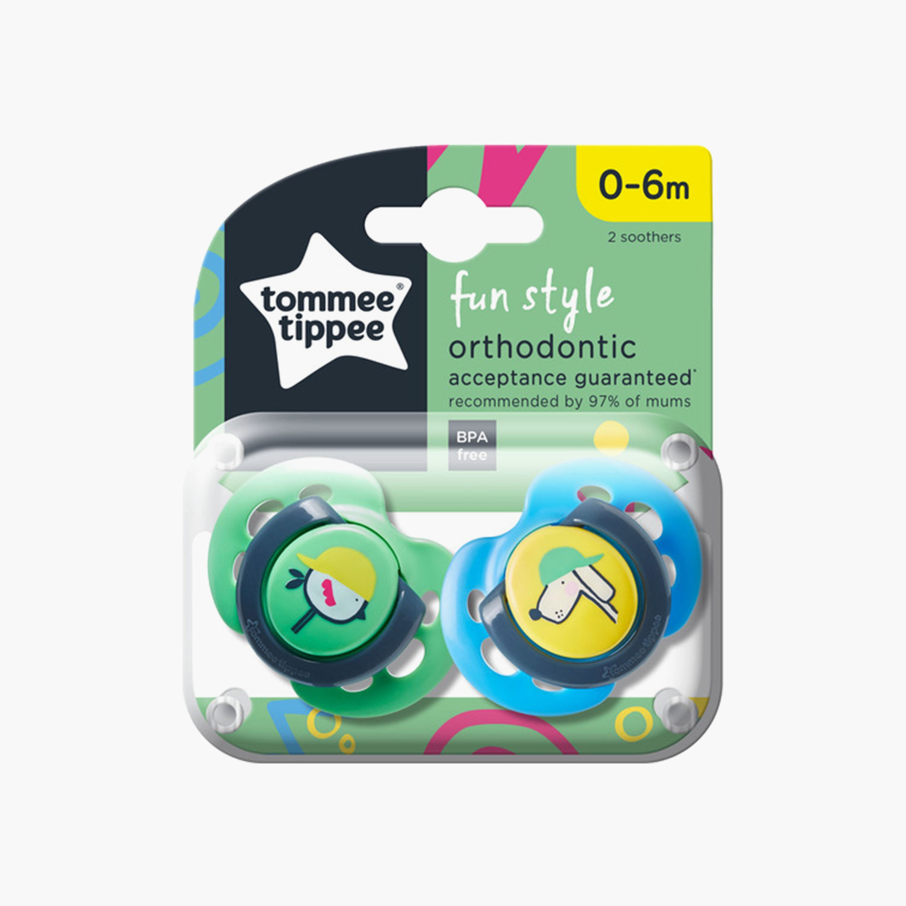 Tommee Tippee 2 Piece Fun Style Soother 0 6 Months
