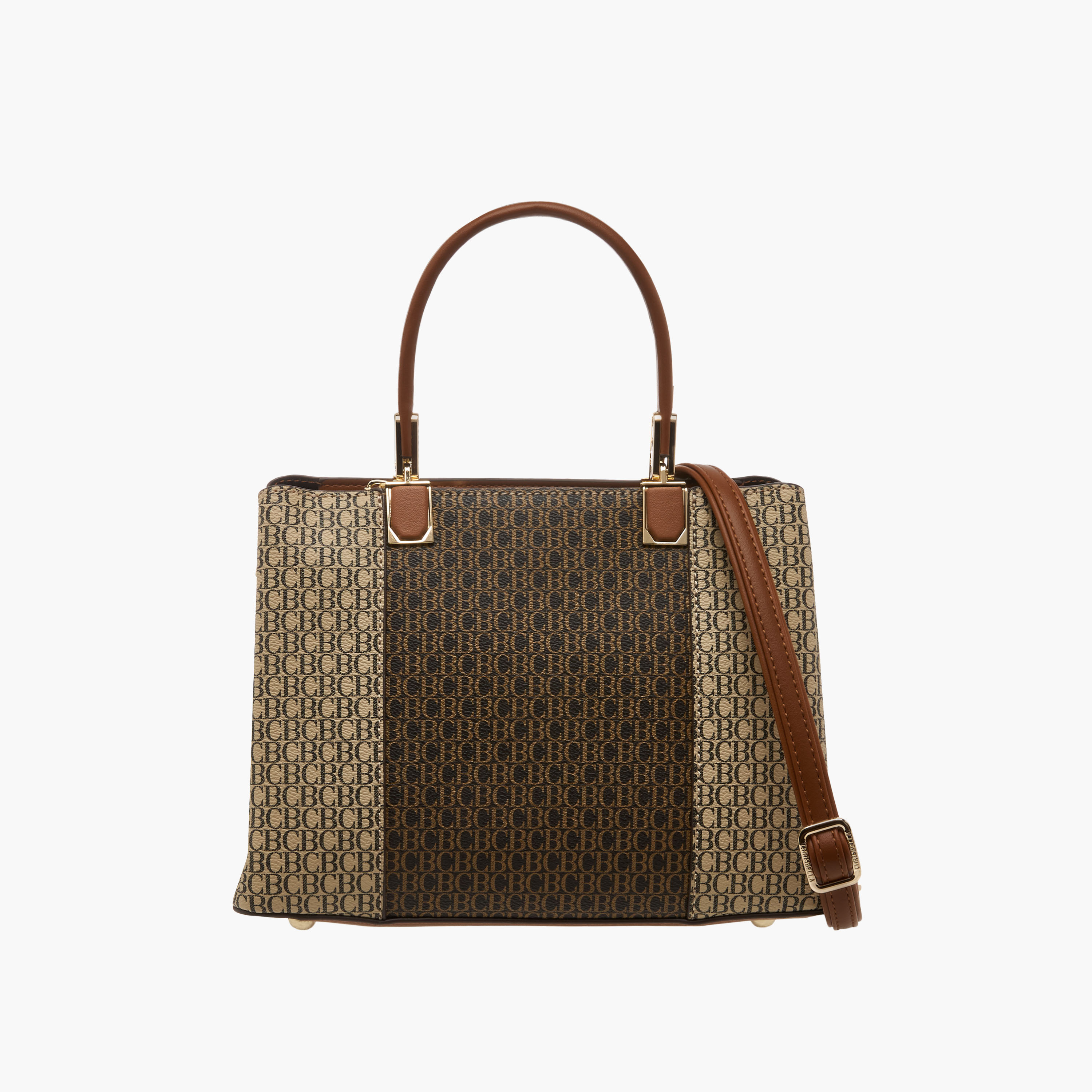 Buy Chrisbella Monogram Print Tote Bag with Detachable Strap and ...