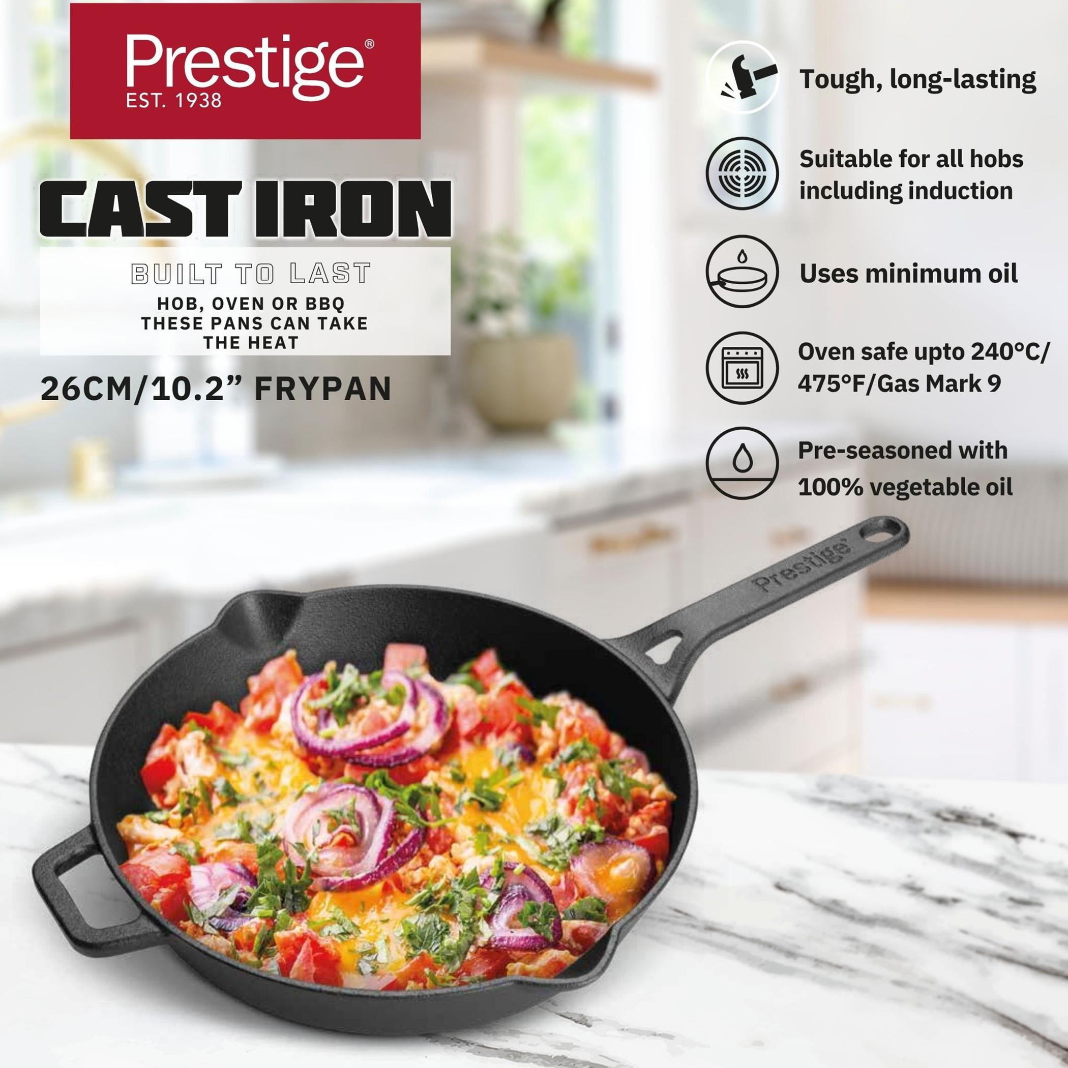 Shop Prestige Cast Iron Fry Pan - 26 cms | Centrepoint Bahrain
