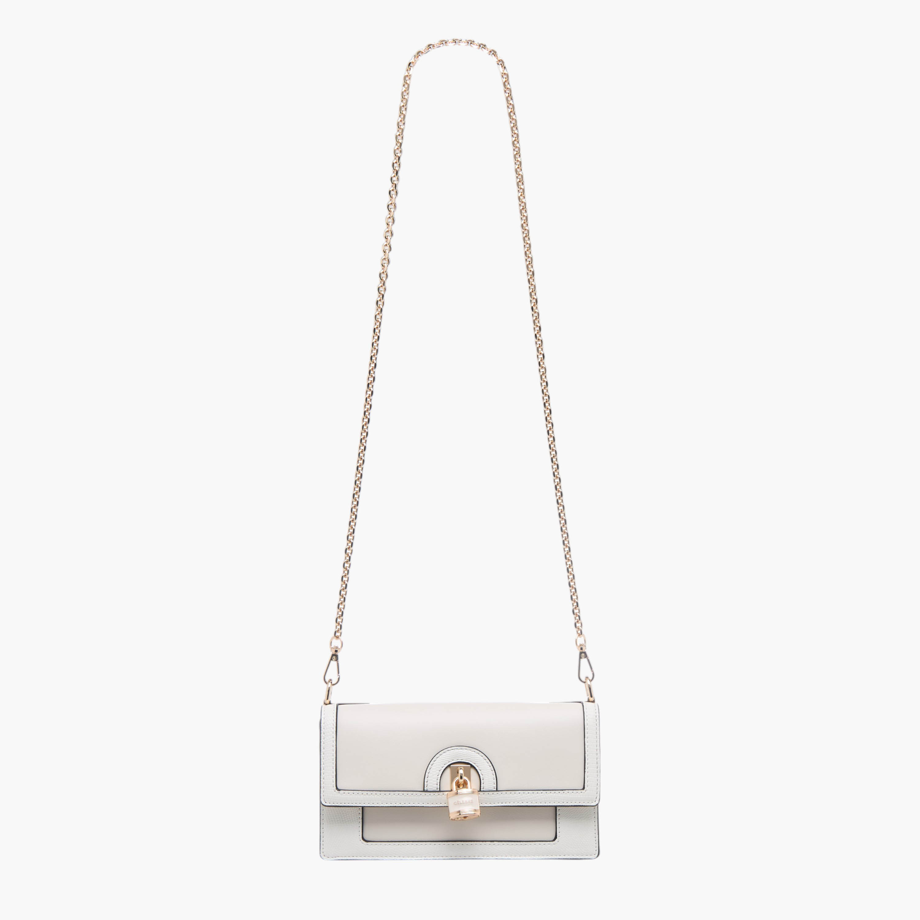 Buy Celeste Lock Detail Crossbody Bag with Button Closure and Chain ...