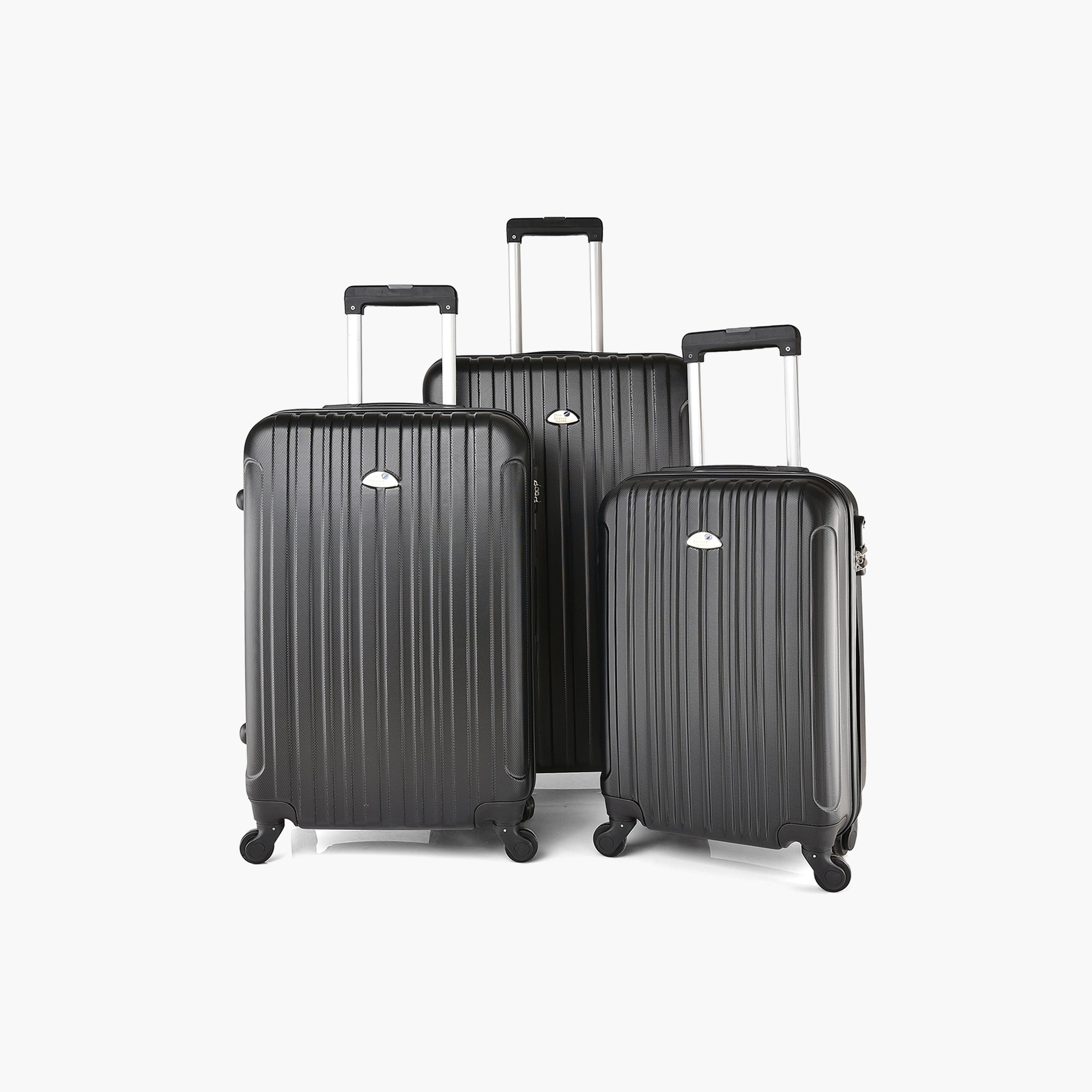 Shop New Travel Set of 3 ABS Hard Sided 4-Wheeler Spinner Trolley Bag ...