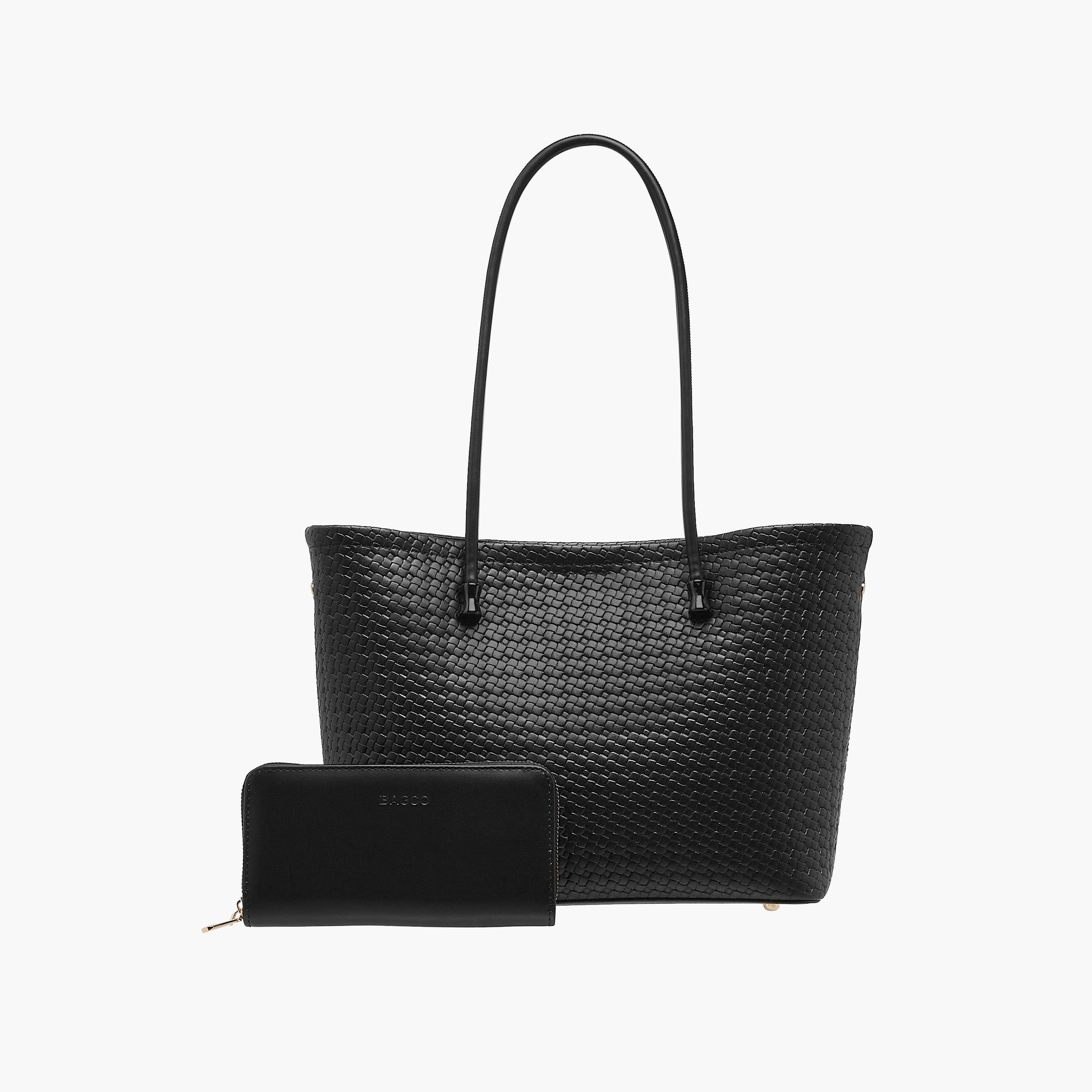 Buy Bagco Textured Tote Bag and Zip Around Wallet Set Online ...