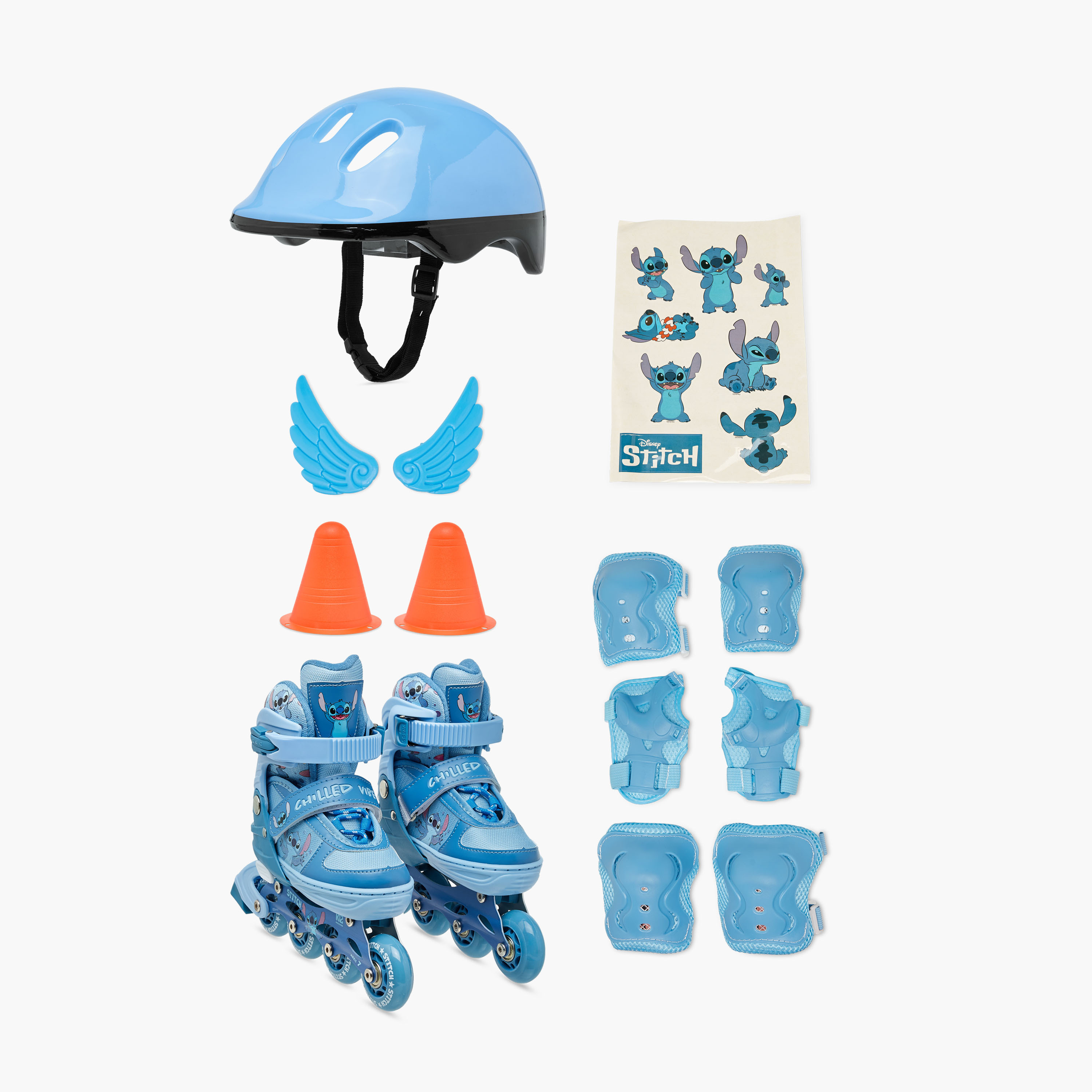 Disney Stitch Print Inline Skates with Helmet and Protection Pads ...