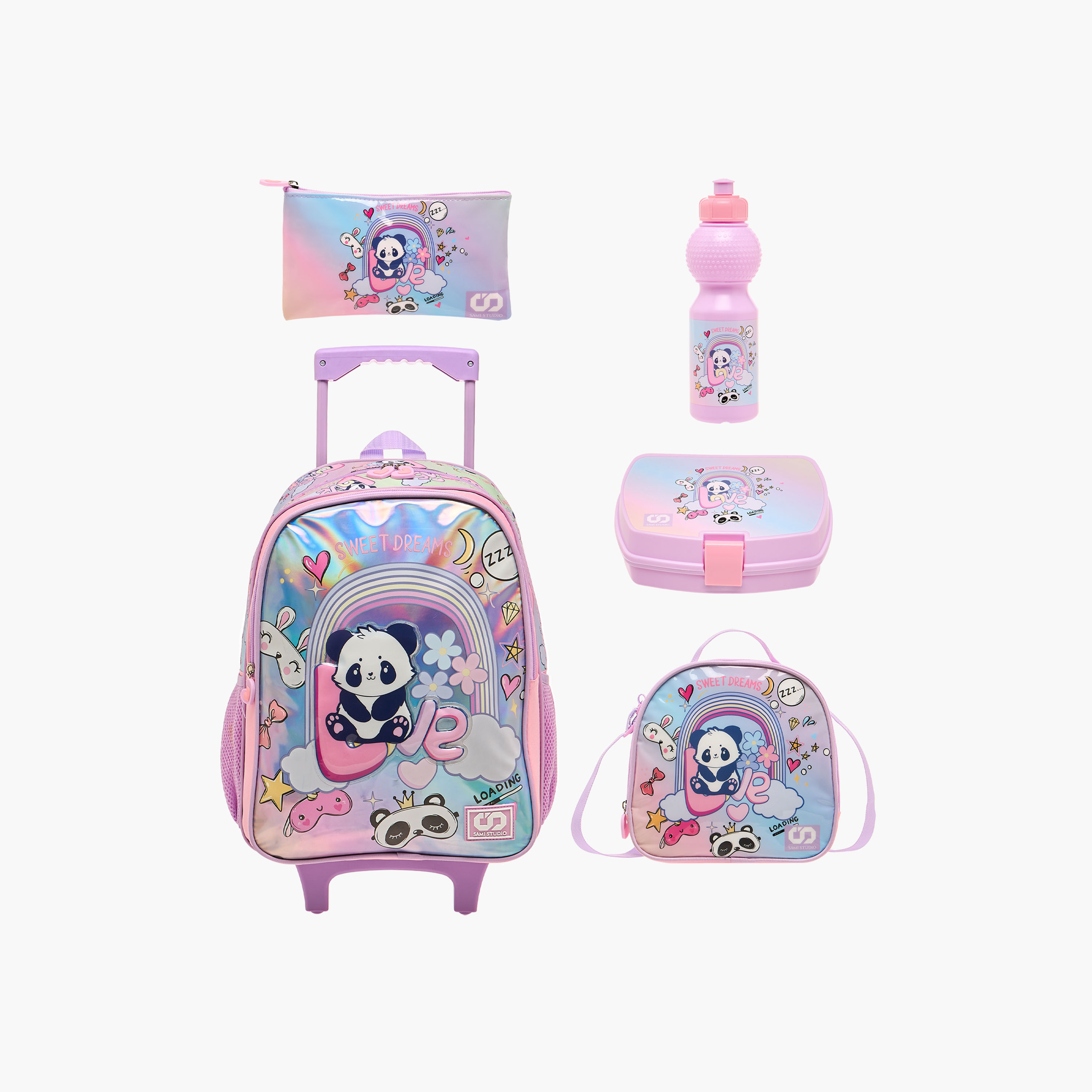 Buy SAMI STUDIO Animal Print 5-Piece School Trolley Bag Set for Girls 5 ...