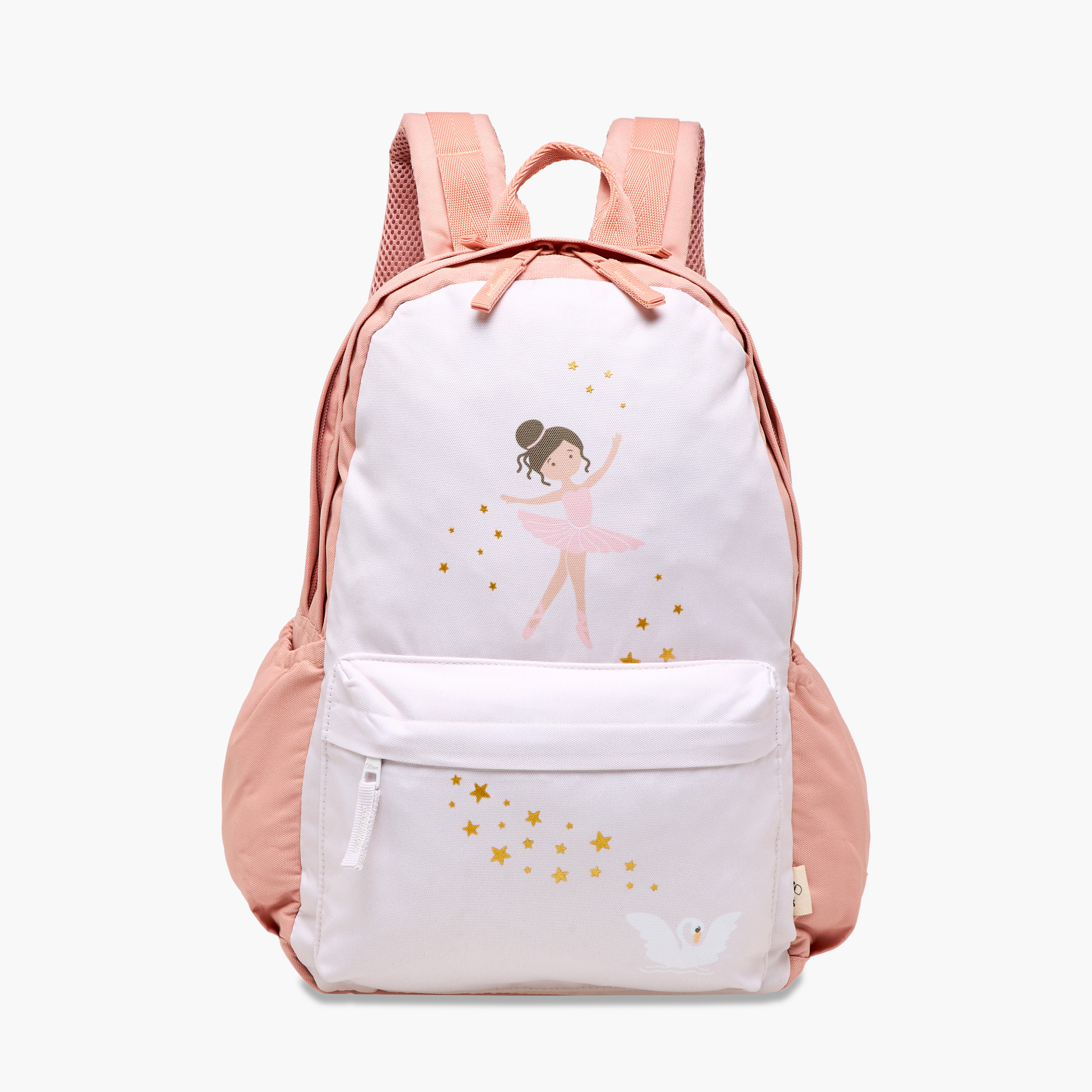Buy Ballerina Print Backpack with Adjustable Straps and Zip Closure ...