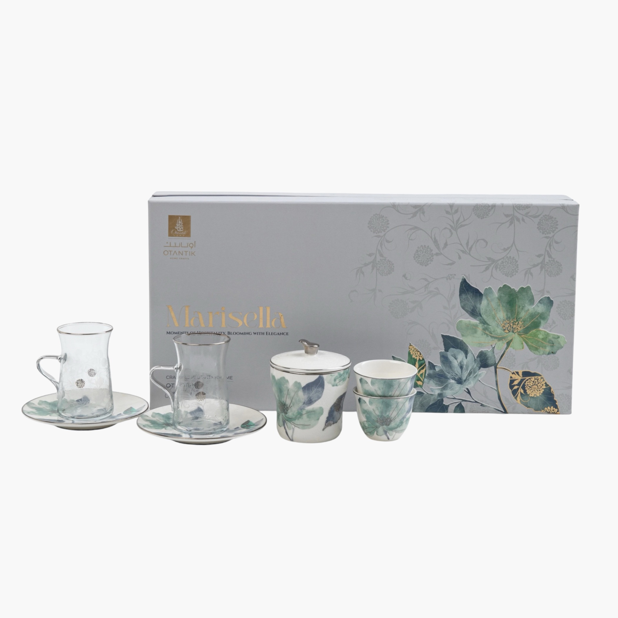 Buy Otantik Floral Glass Tea and Coffee Set Online | Centrepoint UAE