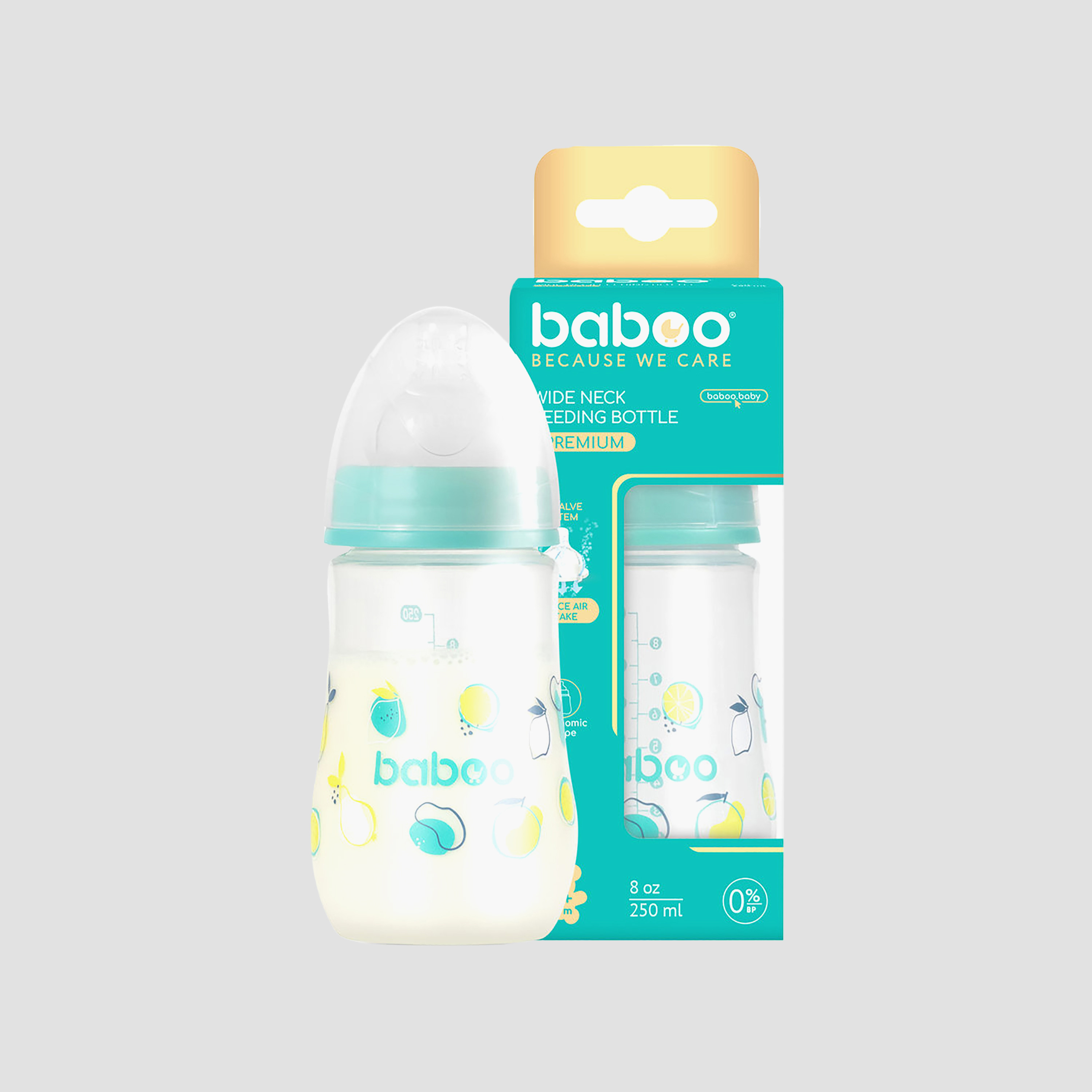 Buy Baboo Anti-Colic Wide Neck Feeding Bottle - 250 ml - Lagoon Fiesta ...