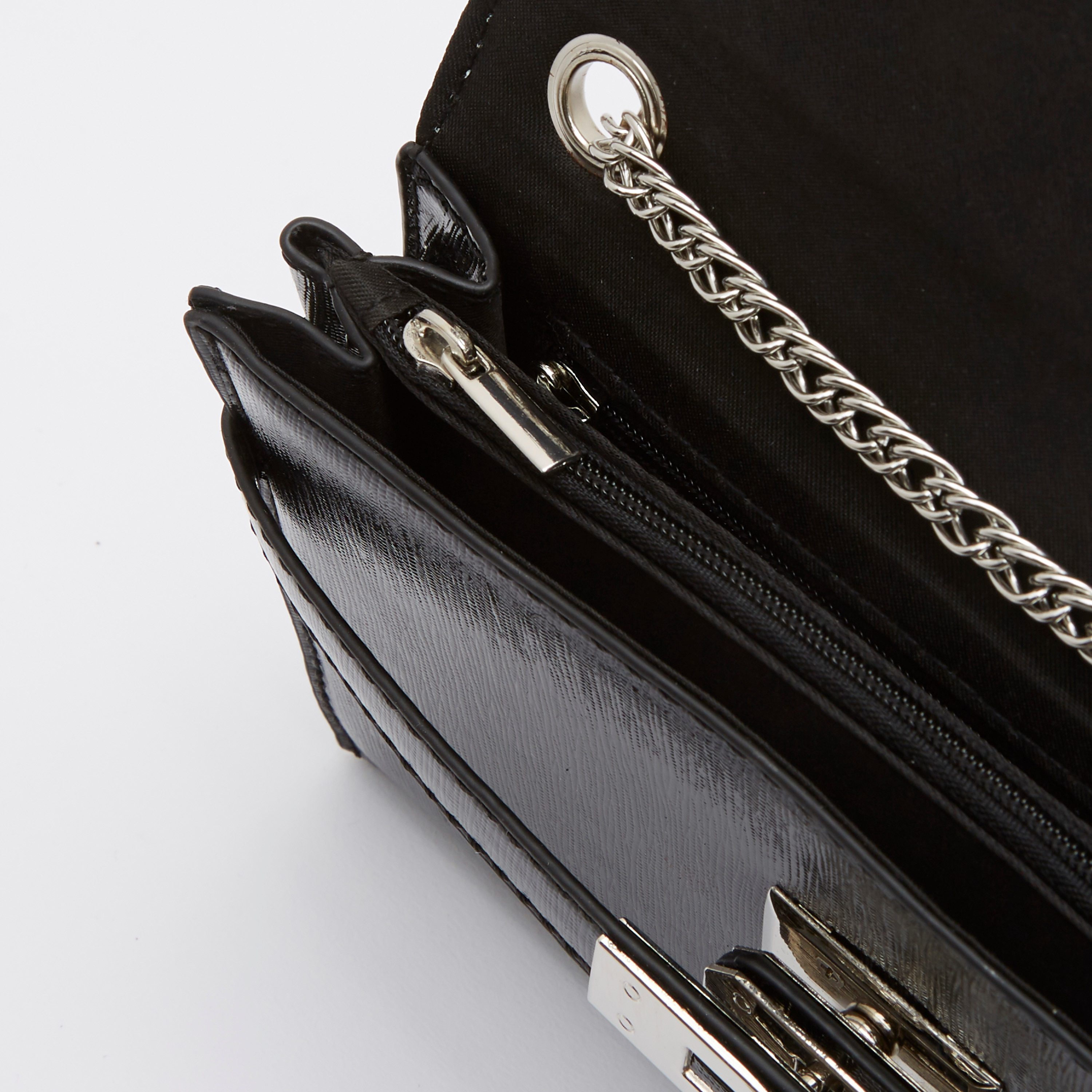 Shop Textured Sling Bag with Twist Lock Closure Online | Centrepoint KSA