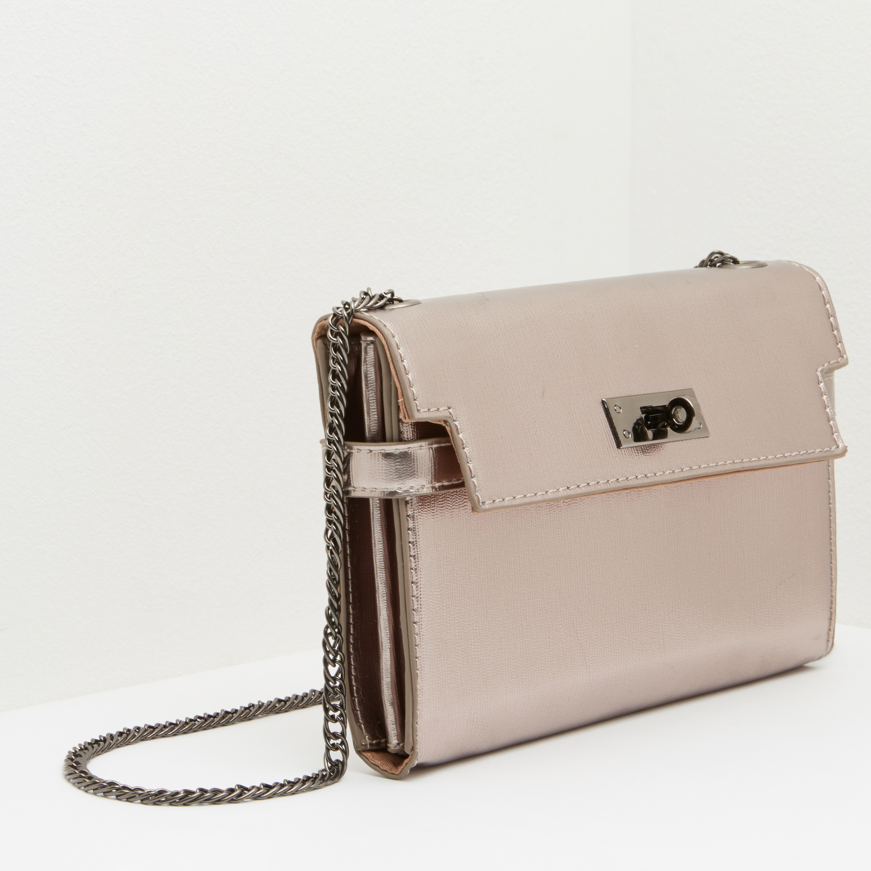 Shop Textured Sling Bag with Twist Lock Closure Online | Centrepoint KSA