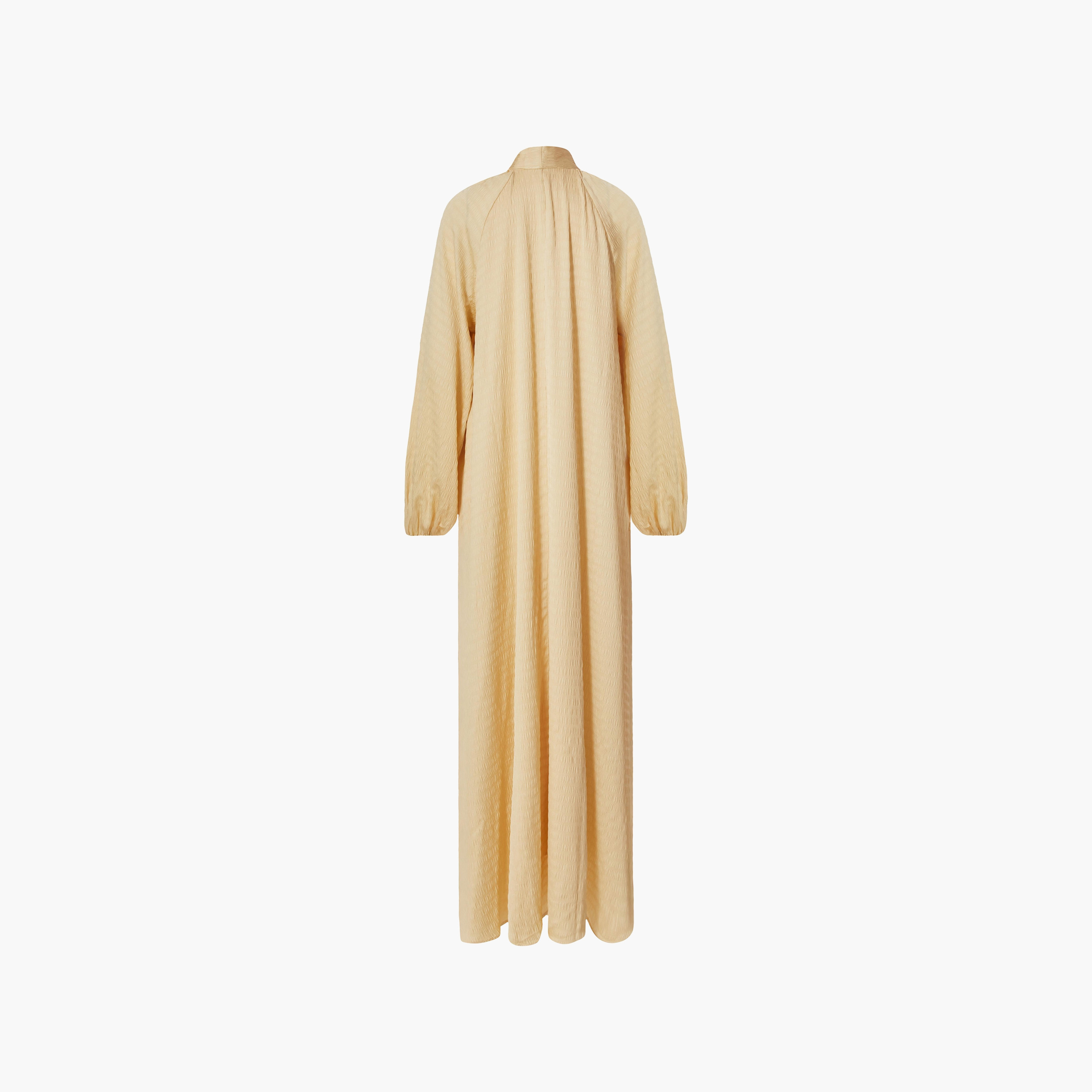 Buy Quiz Textured Satin Tie-Up Neck Balloon Sleeves Yellow Women's Maxi ...