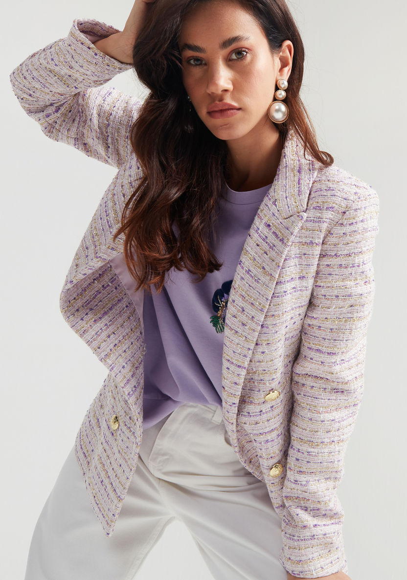 Buy Womens Iconic Double Breasted Tweed Blazer With Notched Lapel