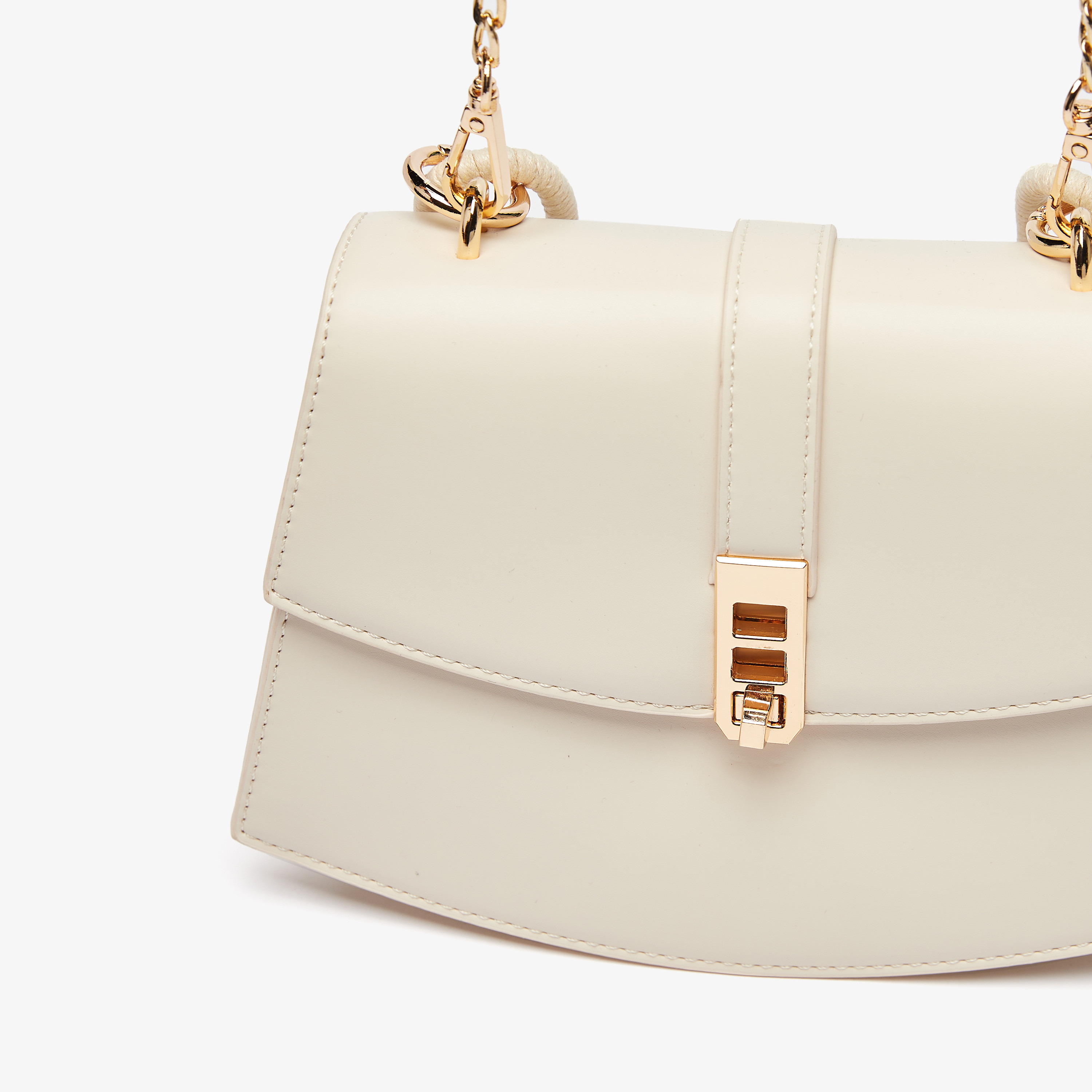 Buy Solid Crossbody Bag with Twist Lock Closure and Chain Strap Online ...