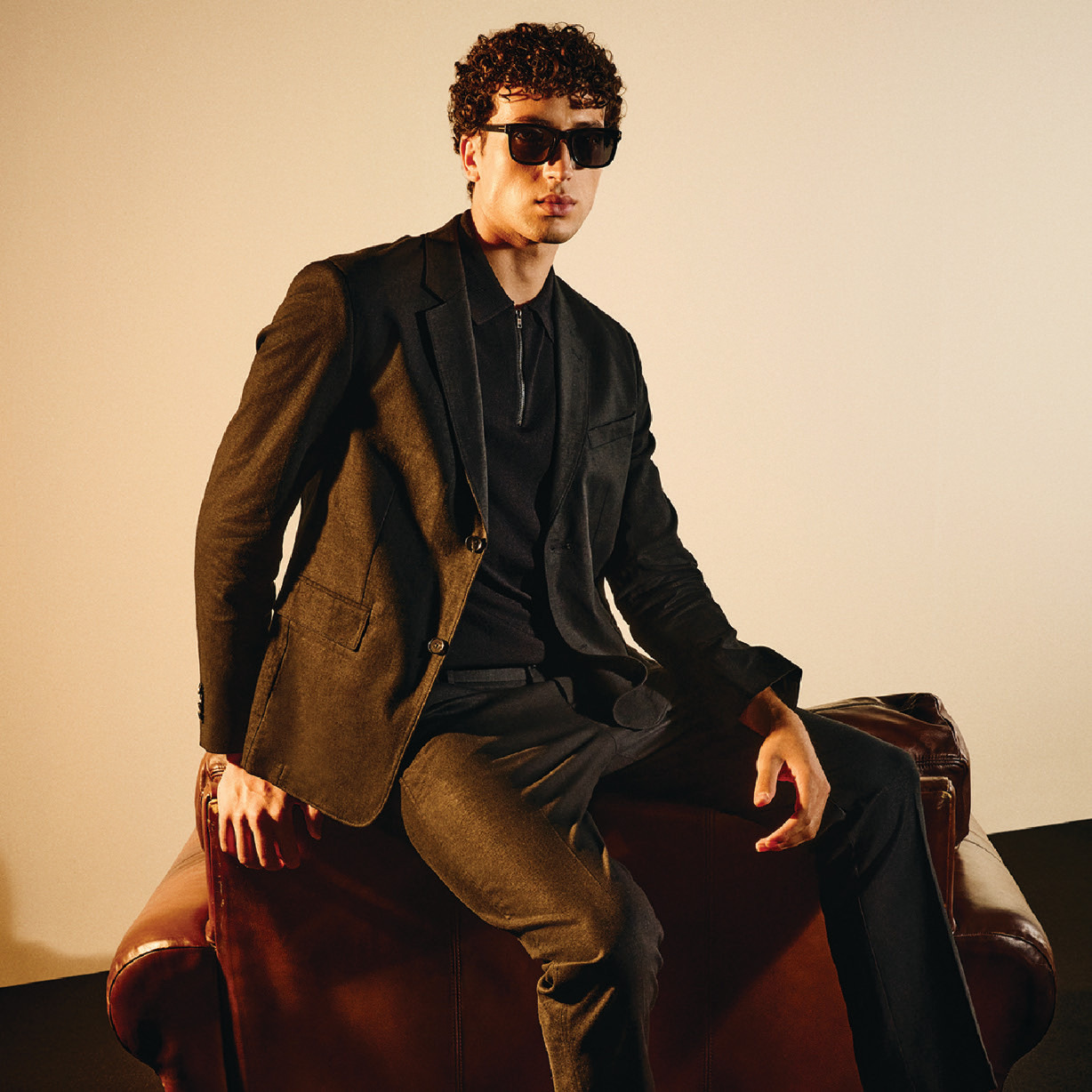 Shop Iconic Textured Linen Blend Blazer with Button Closure and Pockets ...