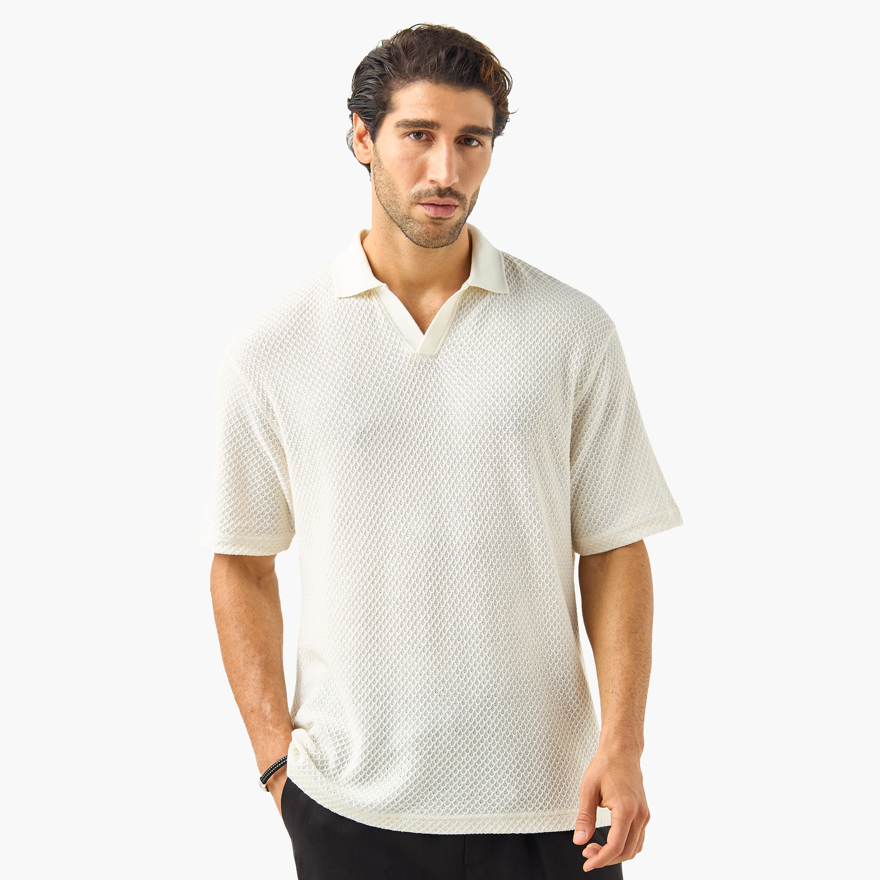 Shop Textured Polo T-shirt Online | Splash UAE