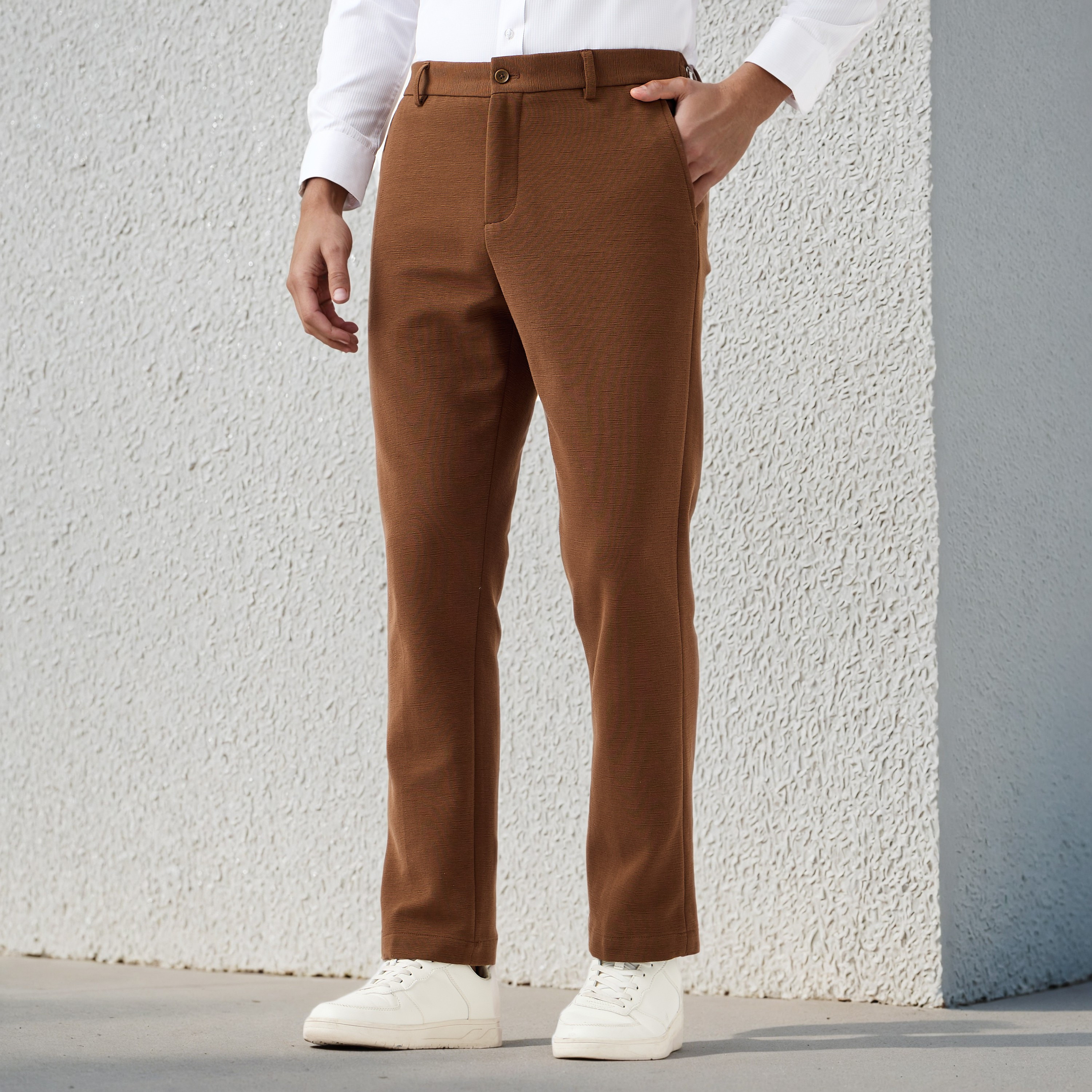 Shop Iconic Men Regular Fit Formal Trousers Online | Centrepoint Qatar