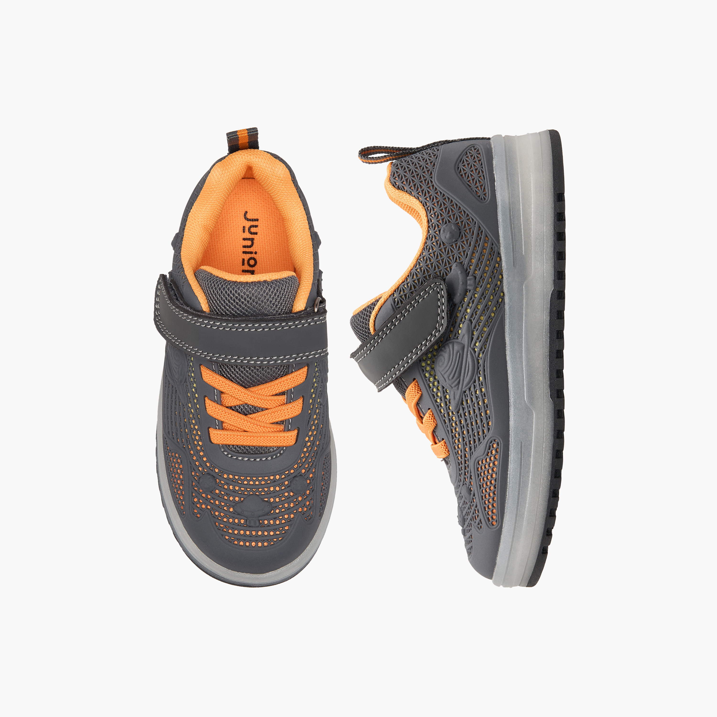 Buy Juniors Mesh Detail Light-Up Sneakers with Hook and Loop Closure ...