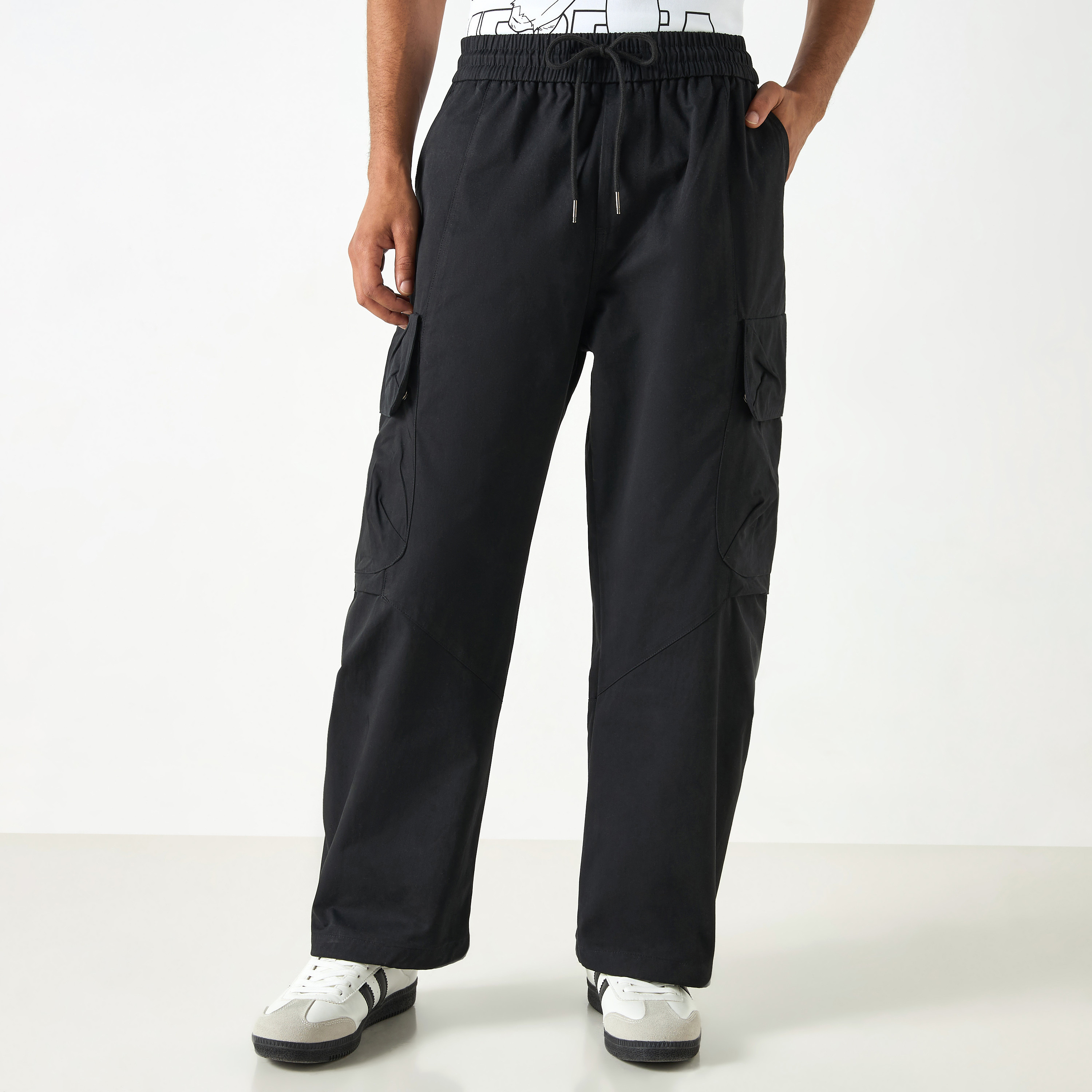 Shop Lee Cooper Solid Cargo Pants with Pockets Online | Splash UAE