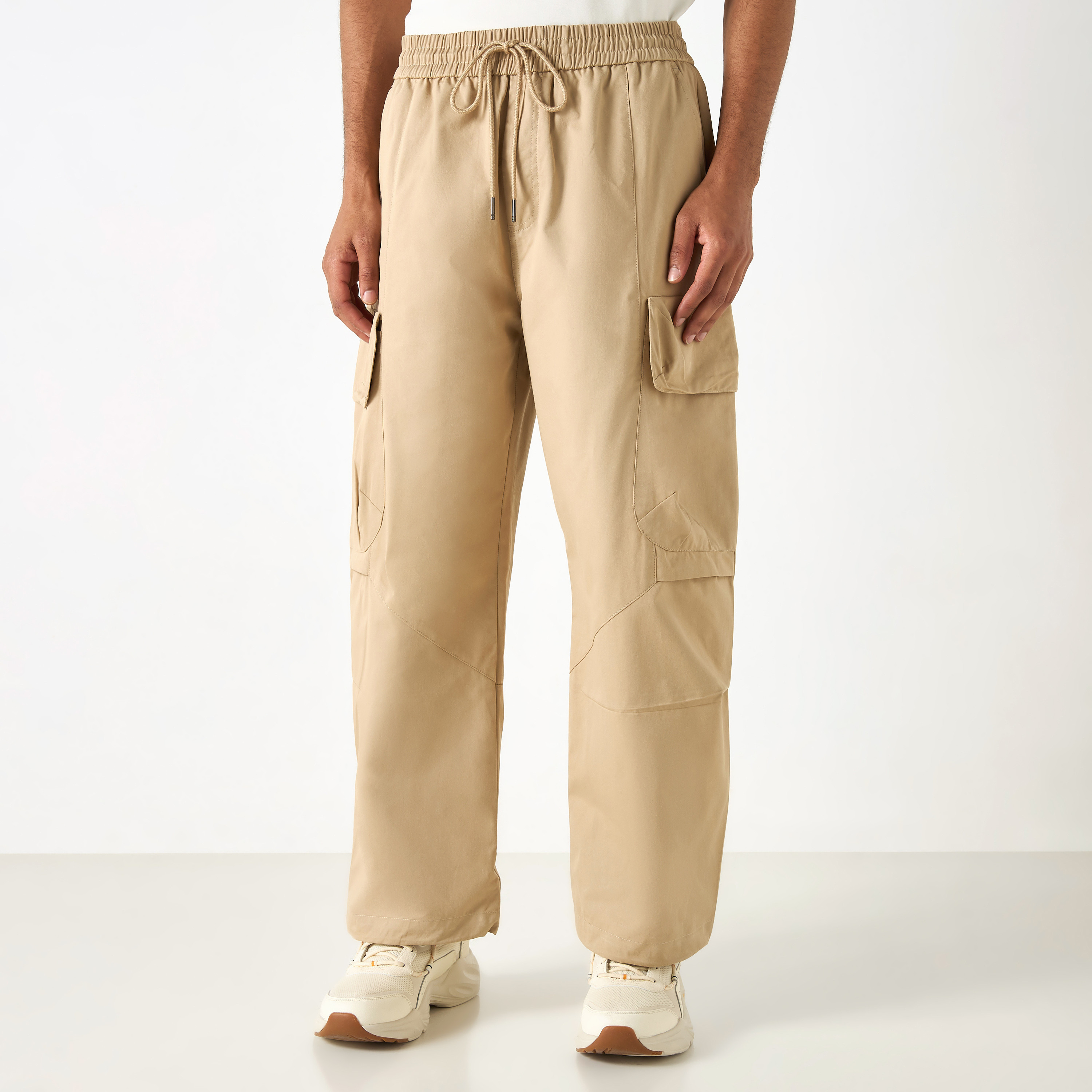 Shop Lee Cooper Solid Cargo Pants with Pockets Online | Splash UAE