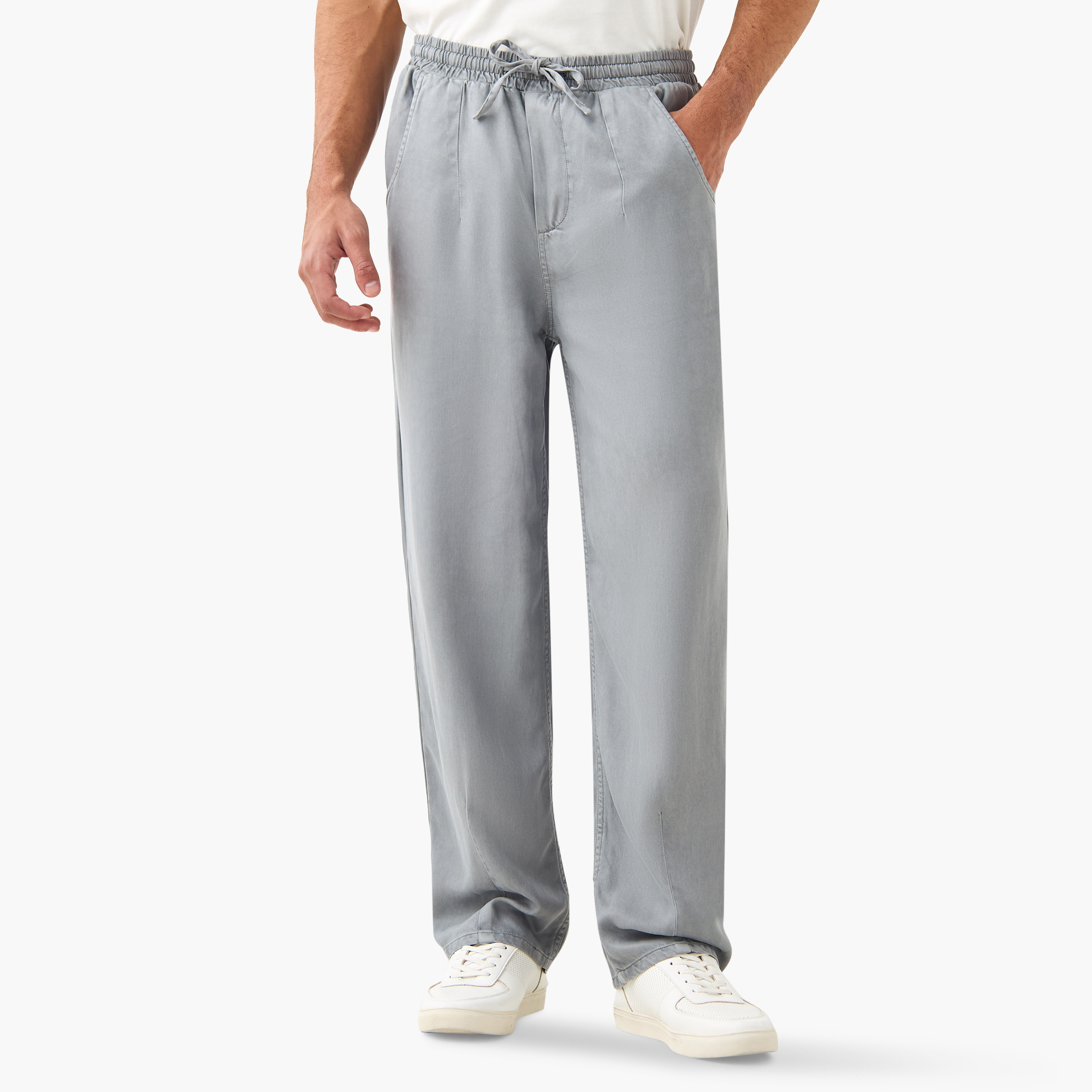 Shop Lee Cooper Relaxed Fit Pants with Drawstring Closure and Pockets ...