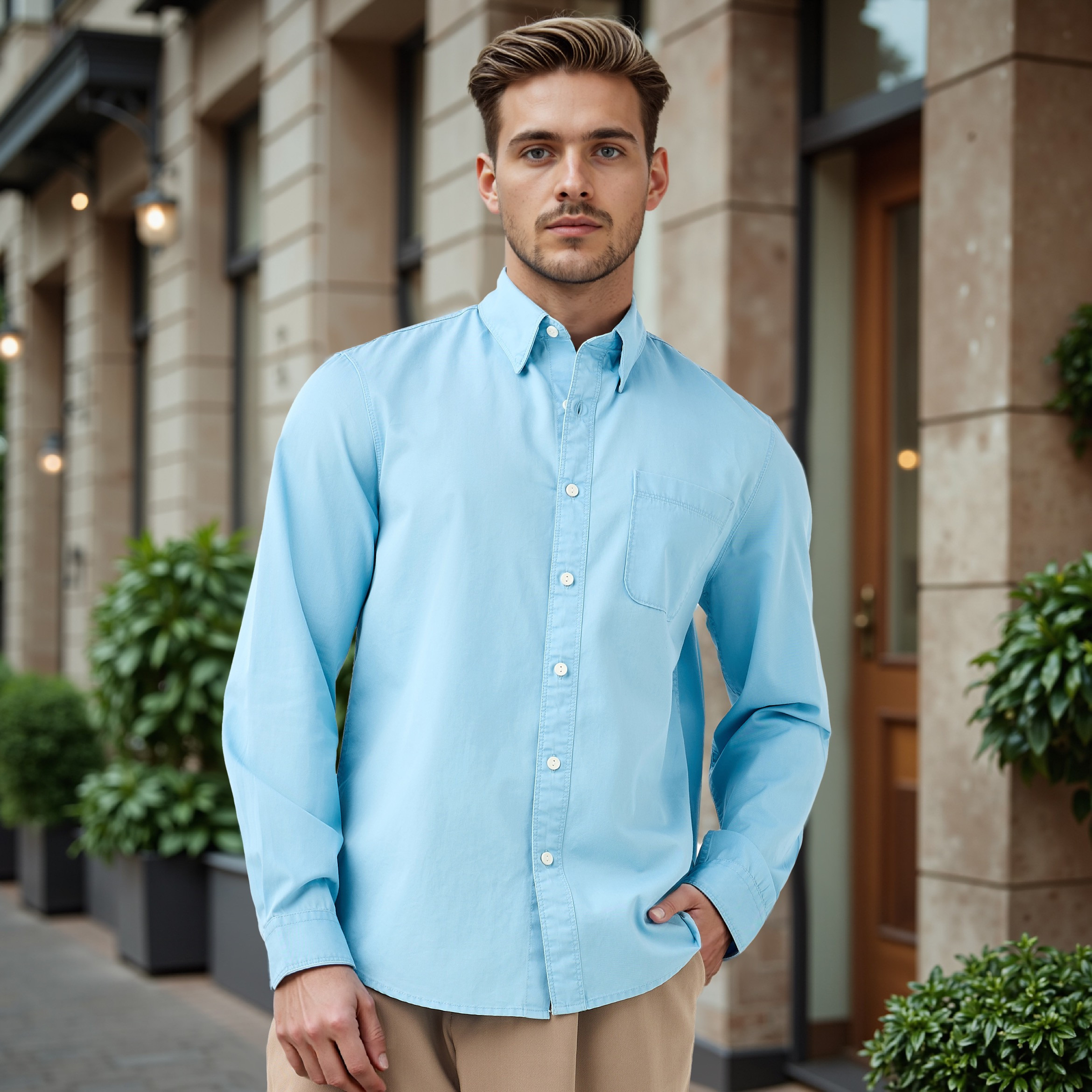Shop Lee Cooper Regular Fit Collared Shirt with Chest Pocket Online ...