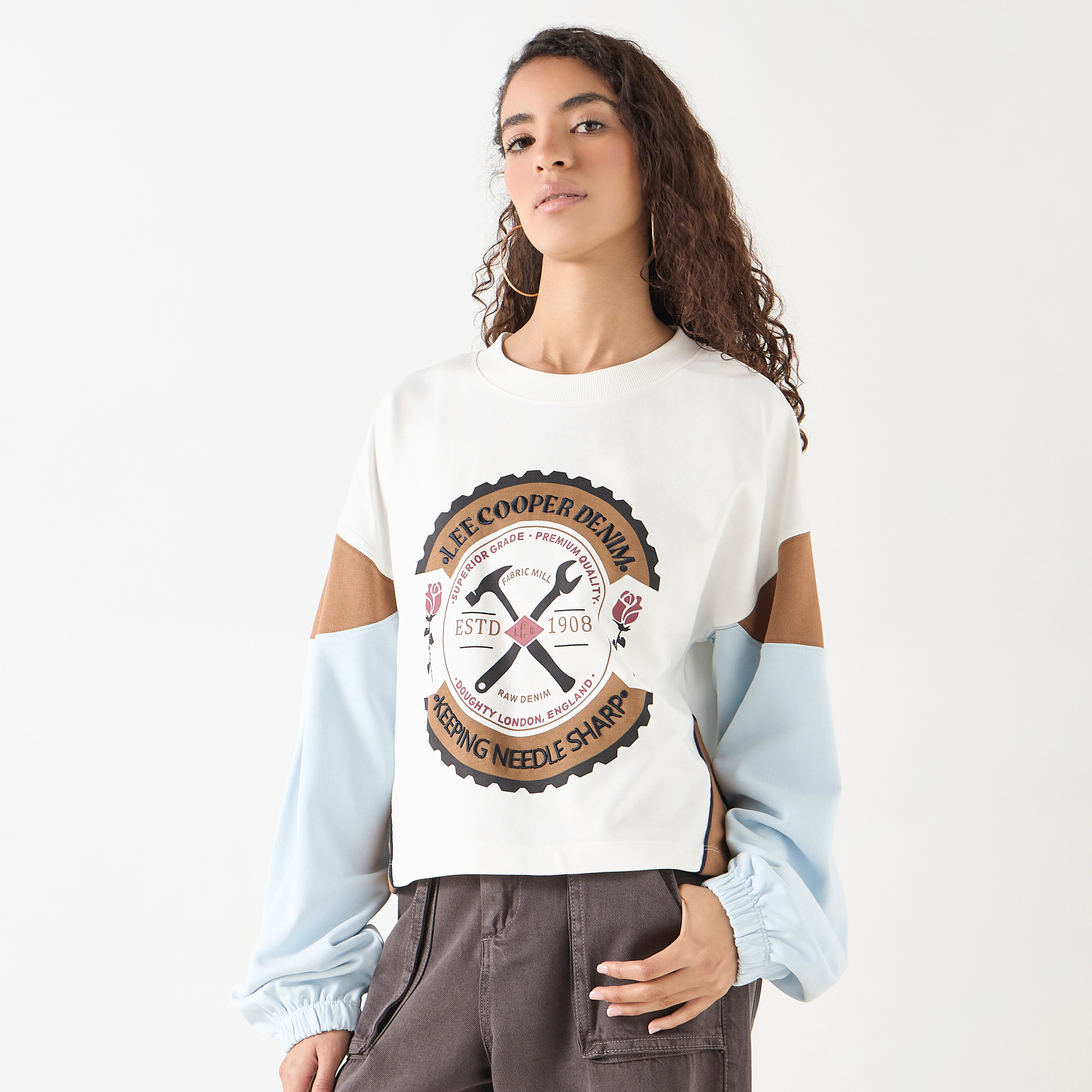 Buy Lee Cooper Printed T-shirt with Crew Neck and Long Sleeves Online ...